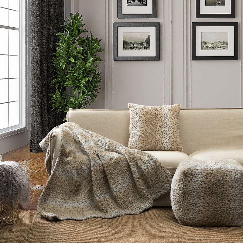 14 Karat Home Inc. Snow Leopard Leopard Faux Fur Throw & Reviews | Wayfair