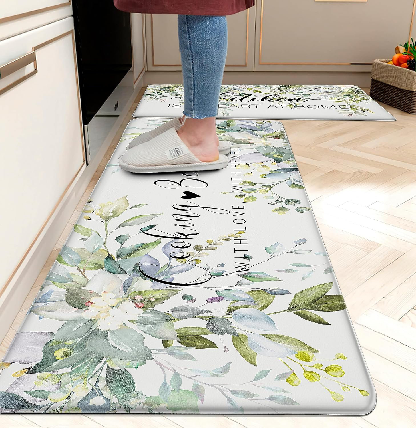 Red Barrel Studio® Boho Kitchen Rugs Set 2 Pieces Memory Foam Comfort ...