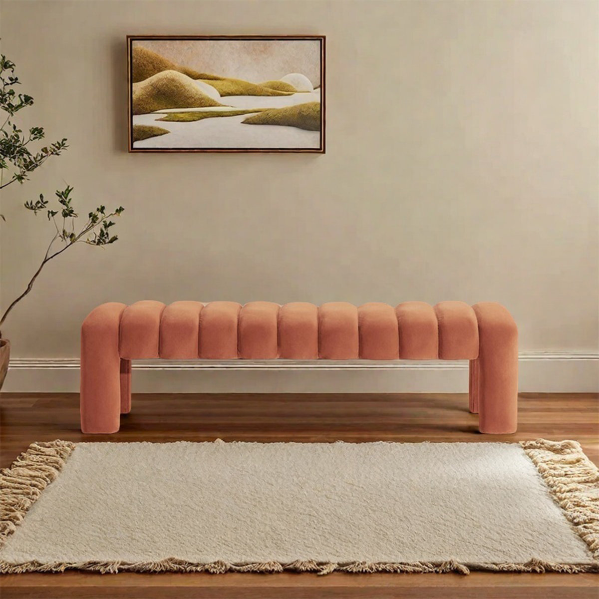 Zhang's SereneLodge Minimalist bench cloth cloakroom cream wind | Wayfair