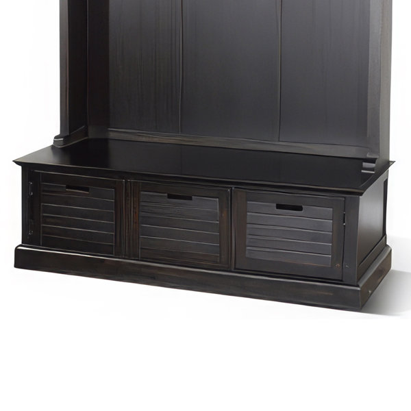 Benjara Kota Foyer Coat Rack Entry Hall Tree W Storage Bench, Black 85 ...