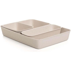 Ebern Designs Ribbed Plastic Storage Bin Set | Wayfair
