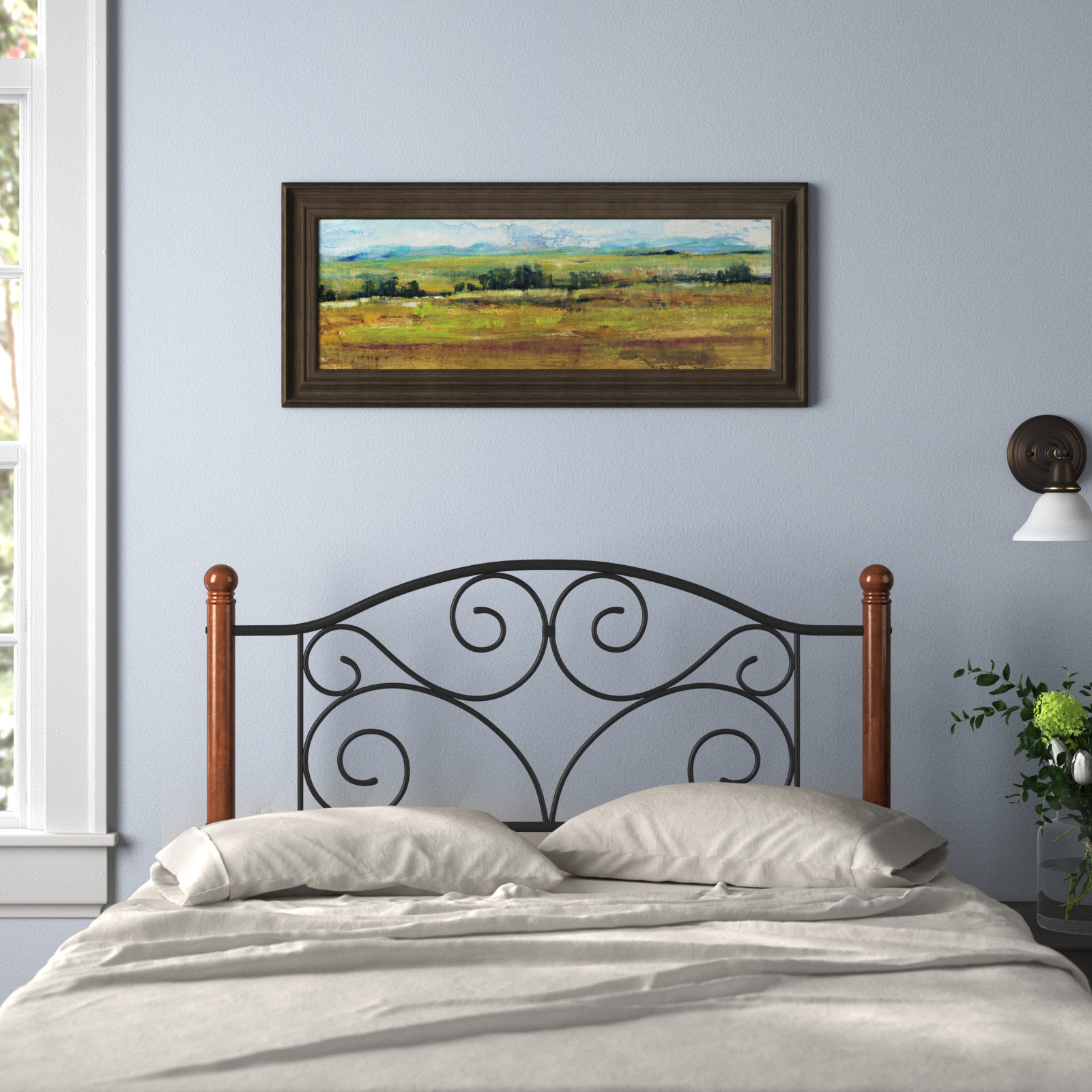 Lark Manor Analisha Metal and Solid Wood Post Headboard & Reviews | Wayfair