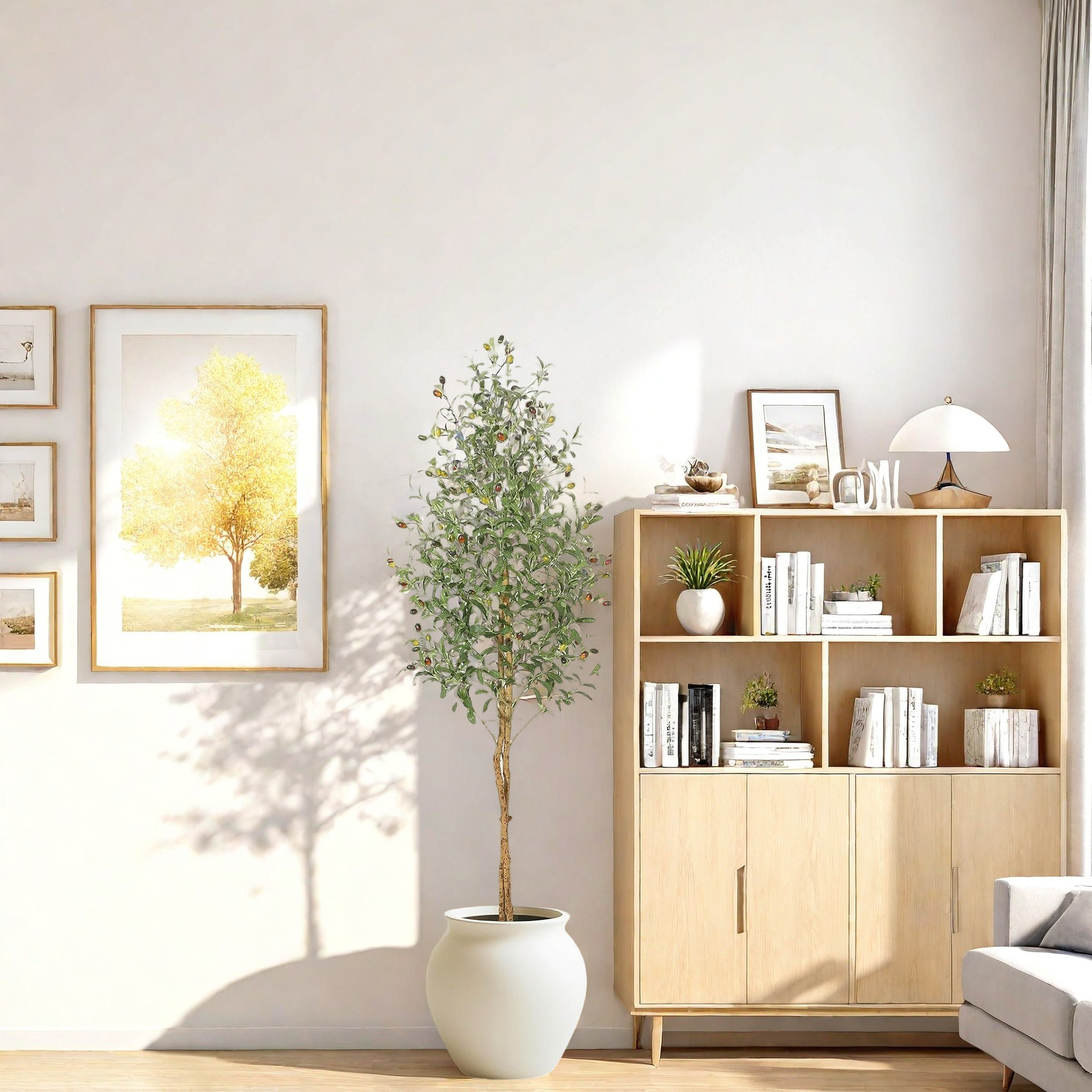 Primrue Faux Olive Trees, Fake Olive Trees With Natural Wood Trunk And ...