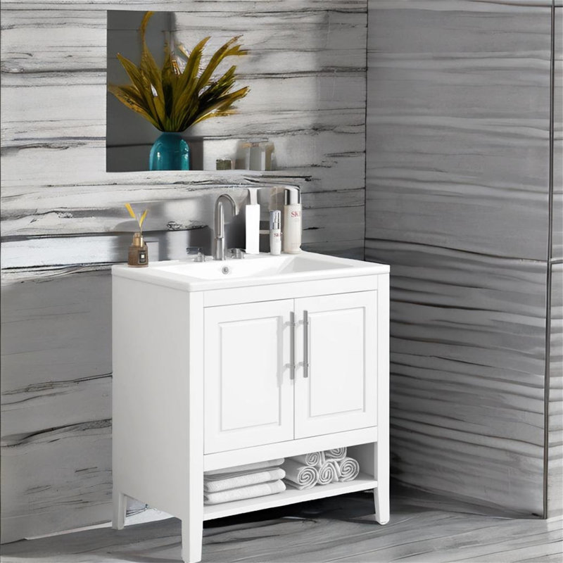 Winston Porter Munasar 30'' Free Standing Single Bathroom Vanity with ...