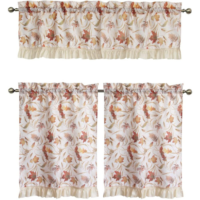 Rosalind Wheeler 3Pc Rod Pocket Ruffled Kitchen Curtains Kitchen ...