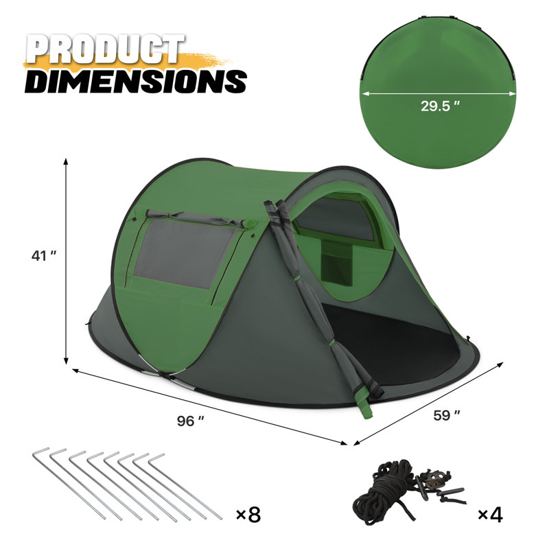 MoNiBloom 3 Person Automatic Pop Up Camping Tent Waterproof Portable ...