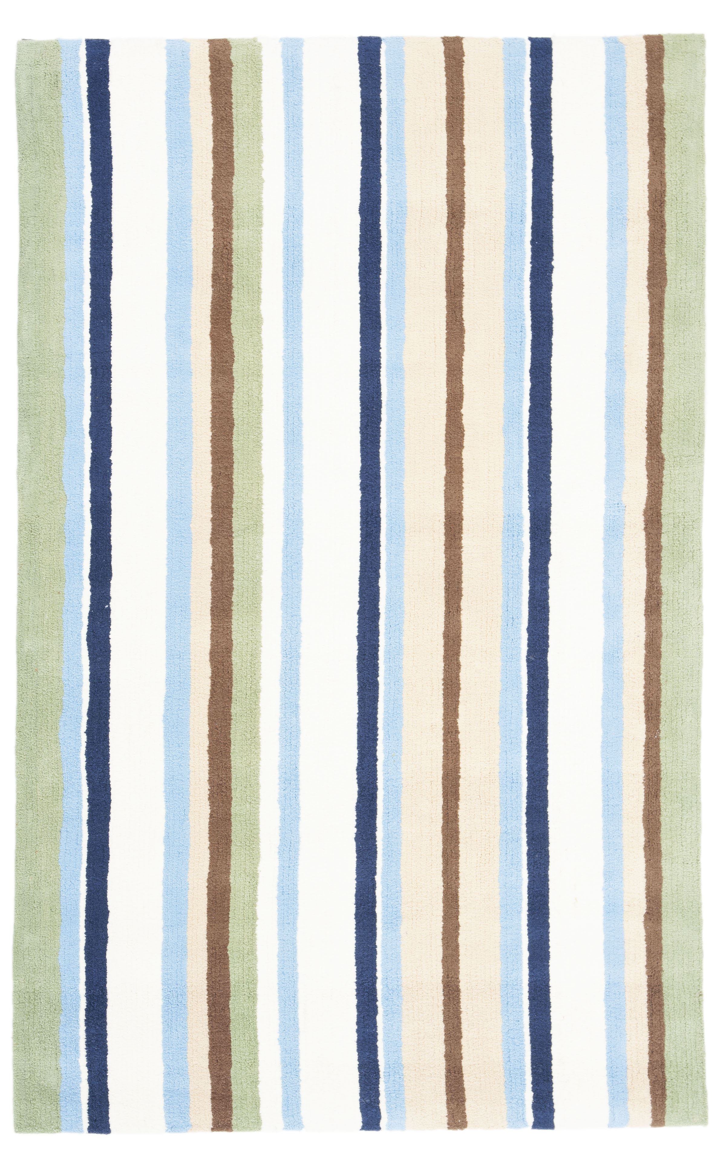 Harriet Bee Claro Striped Handmade Tufted Cotton Beige/Blue/Green Area ...