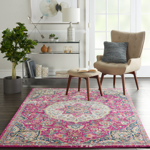 Blue Elephant Oriental Machine Woven Pink/Ivory Area Rug & Reviews ...
