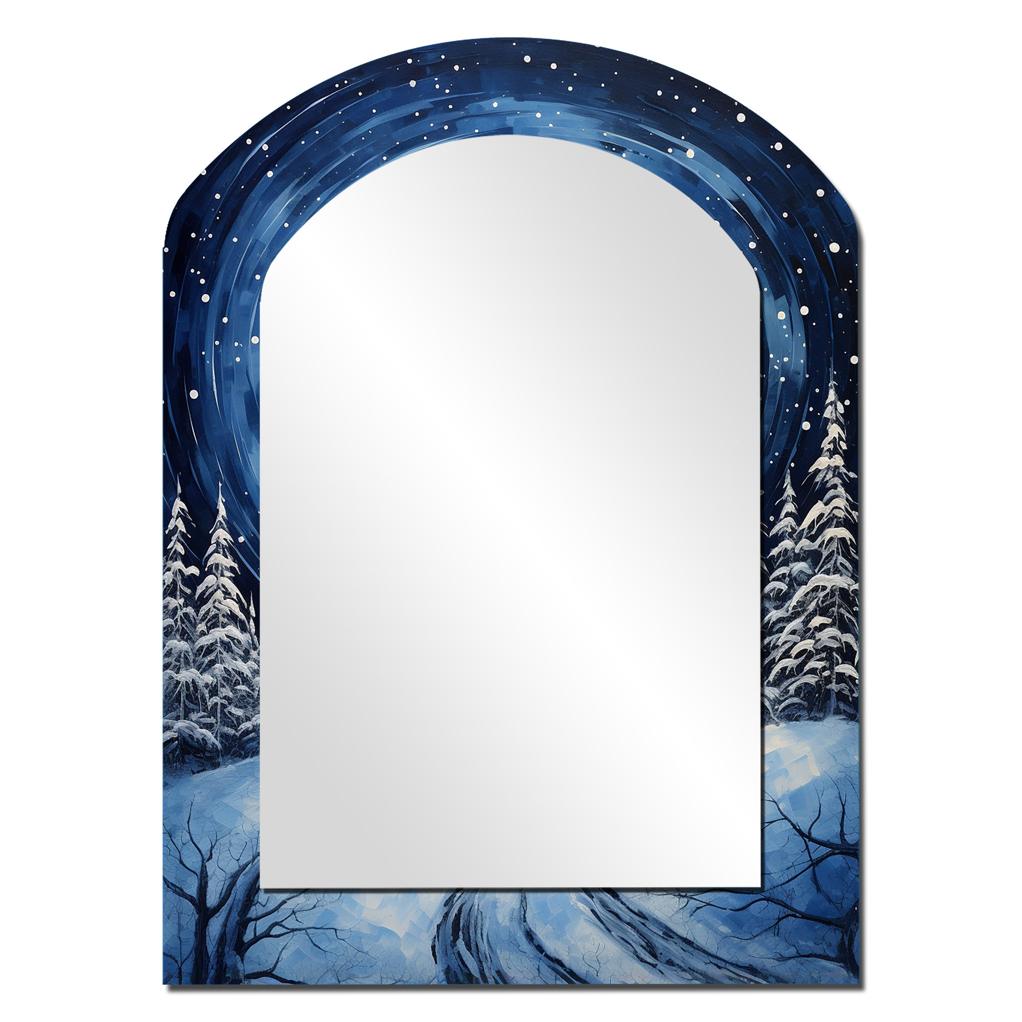 East Urban Home Frosty Pathway Road Into Winter'S Embrace II - Modern Arch Wall Mirror | Wayfair