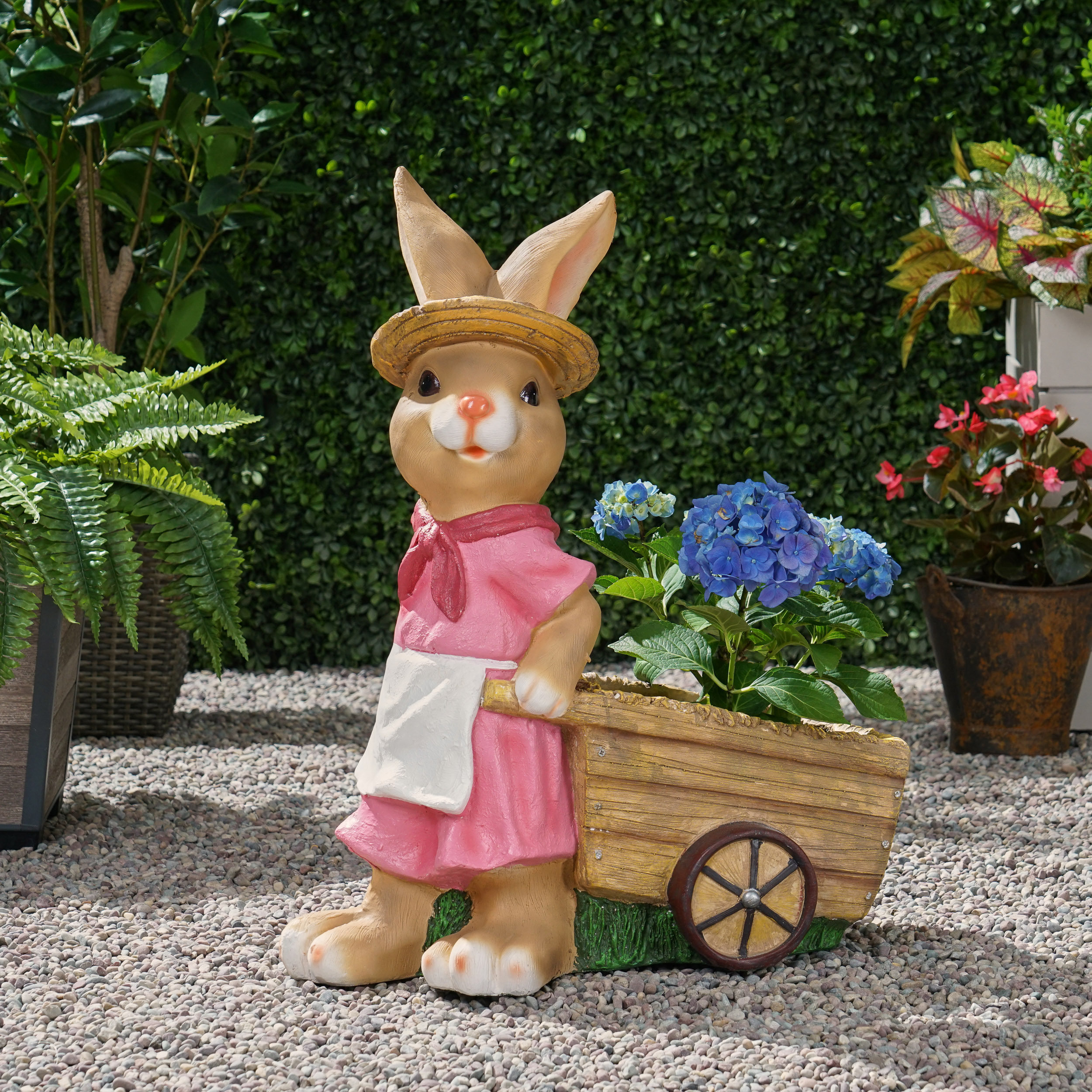 August Grove Reser Outdoor Lightweight Concrete Rabbit Planter ...