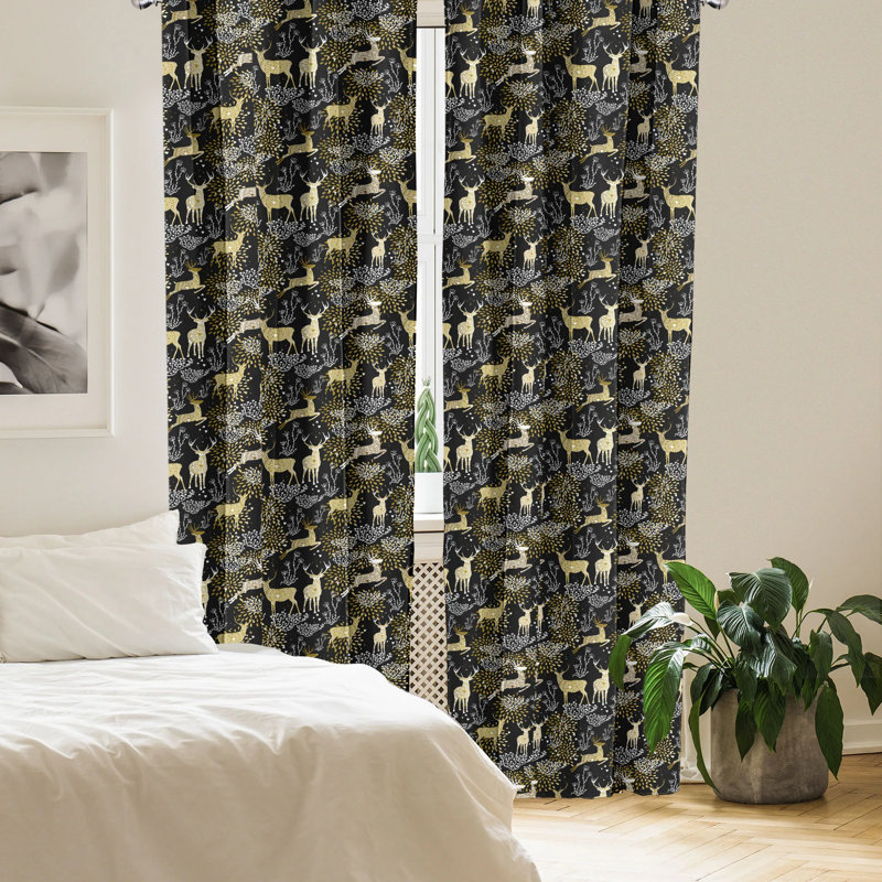Bless international Nature Woodland and Deer Semi-Sheer Rod Pocket ...