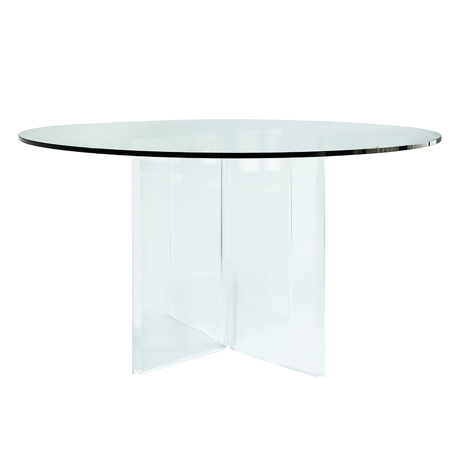 Orren Ellis Round Acrylic Dining Table with Glass Top - 54x54x30.5 ...