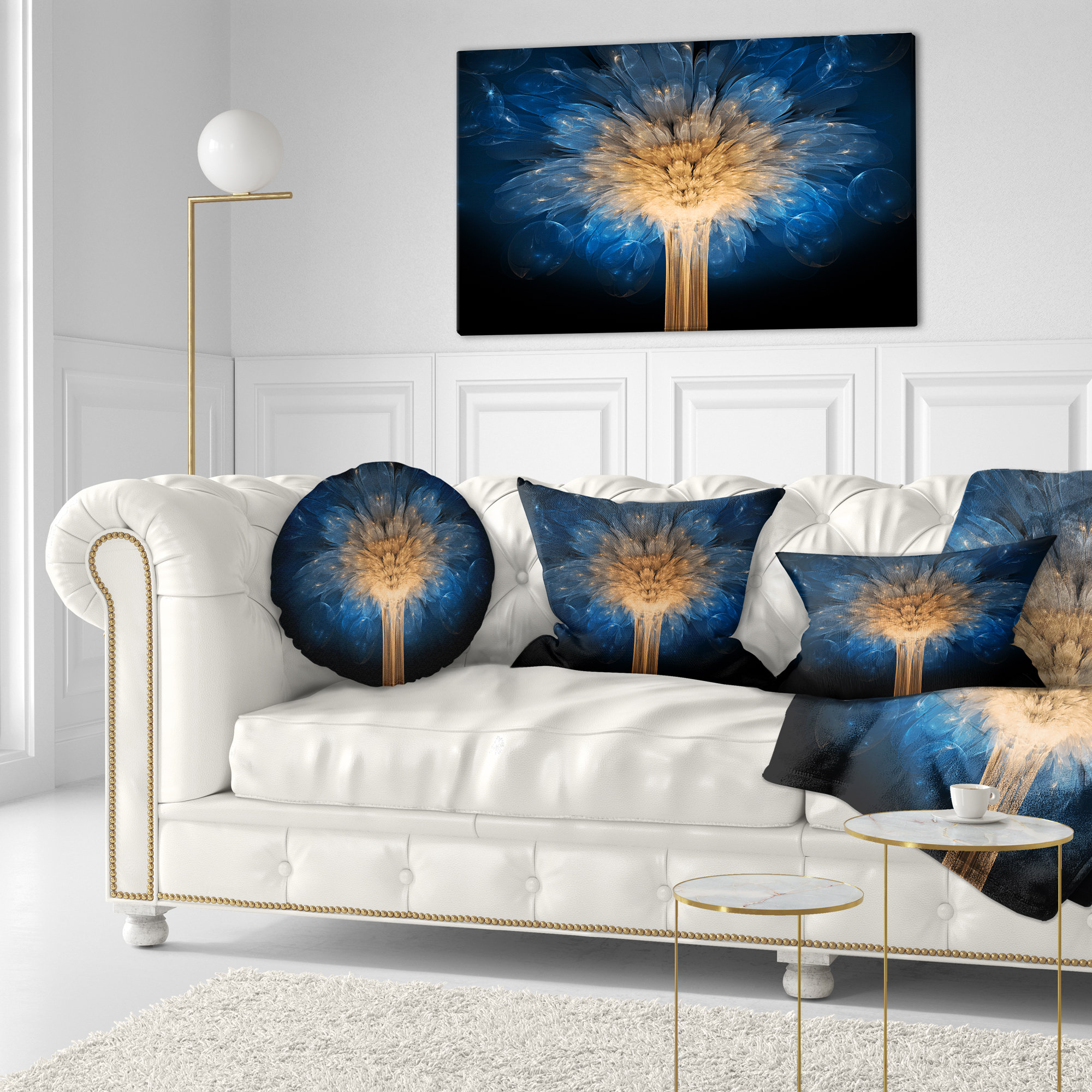 DesignArt Fractal 3D Blue Dragon Flower On Canvas Print | Wayfair