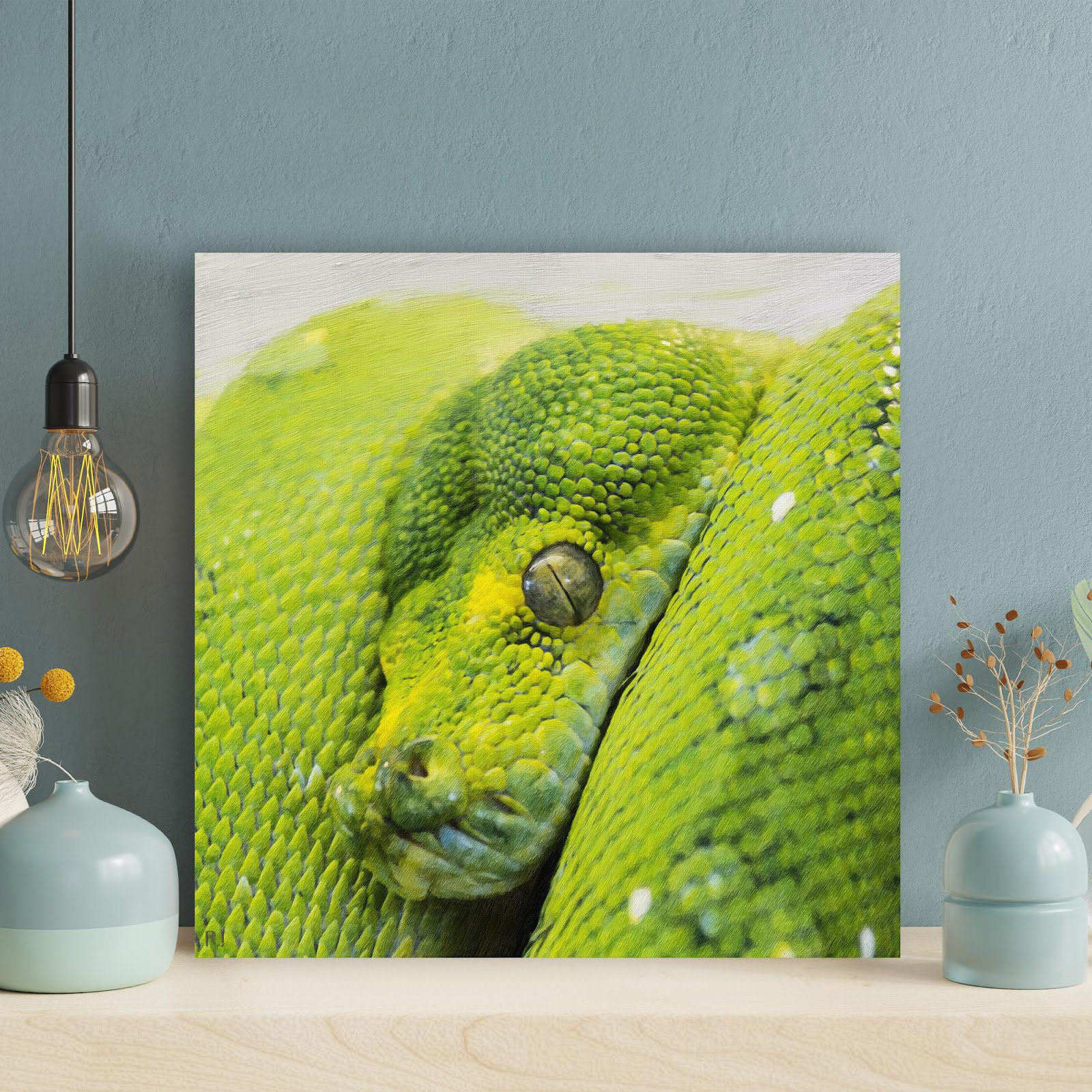 Latitude Run® Green Snake On Focus Photography - Wrapped Canvas ...