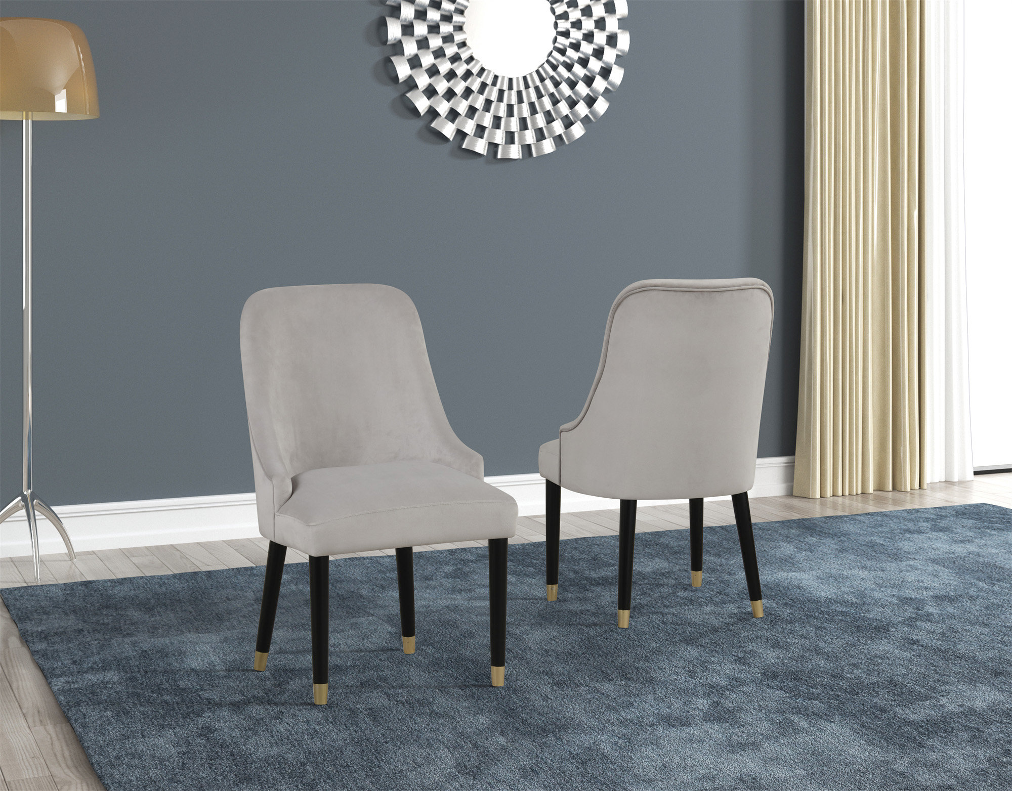 Everly Quinn Contemporary Design Solid Rubber Wood Velvet Fabric ...