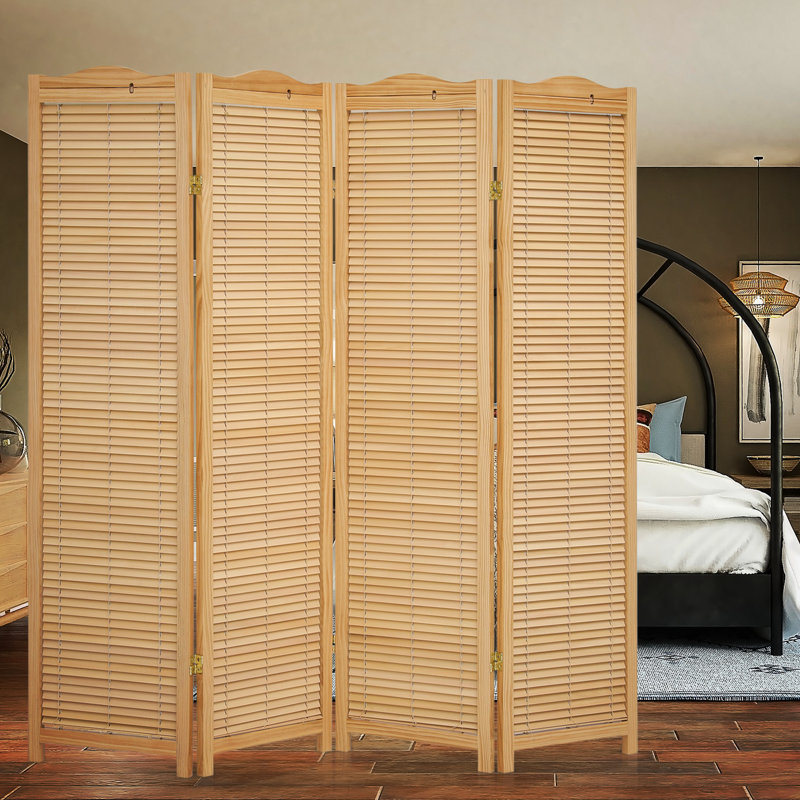 Red Barrel Studio® Colstrope Adjustable 4 Panel Wooden Foldable Room ...