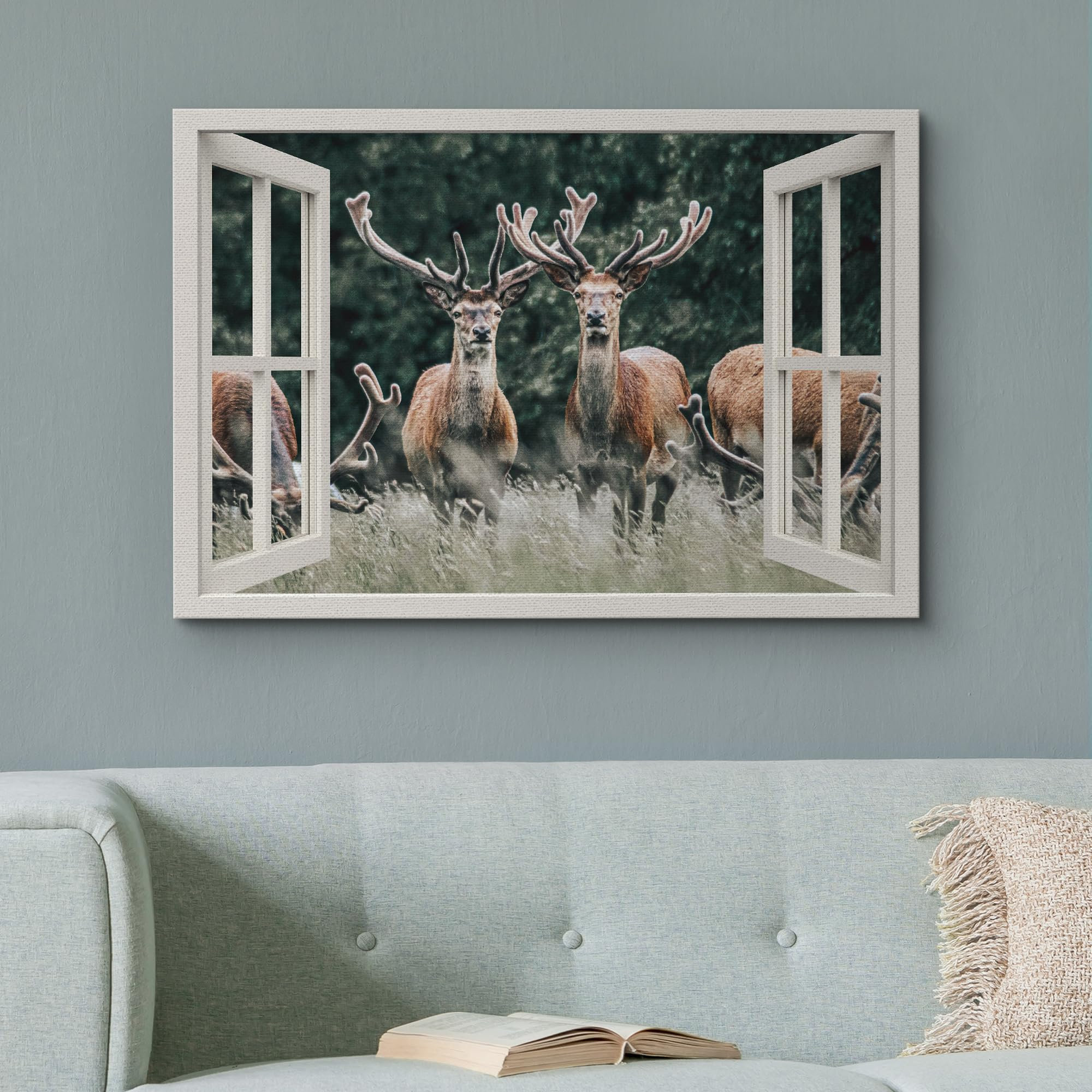 IDEA4WALL Window Scenery " Majestic Deer In Forest Pictures Animals ...