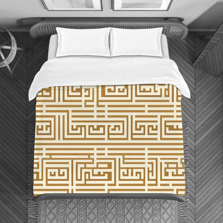 Bless international Greek Key Bedding Pattern Duvet Cover Gold Gold ...