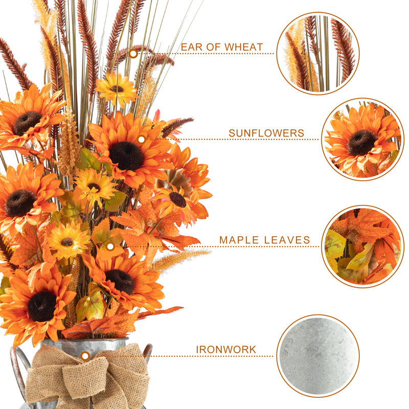 The Holiday Aisle® 39.75"H Fall Sunflower Leaf Potted Tree & Reviews ...