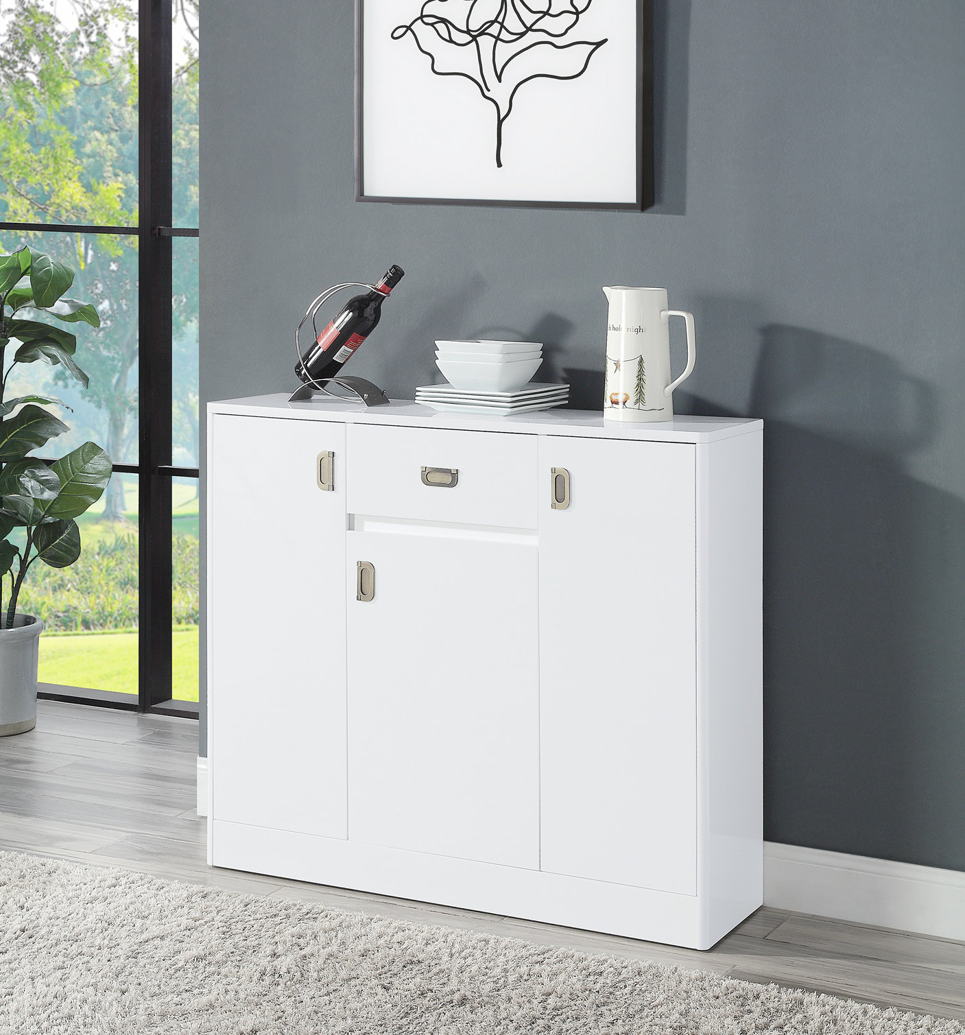 Hokku Designs Quartterio Solid Wood Accent Cabinet White Cabinet ...