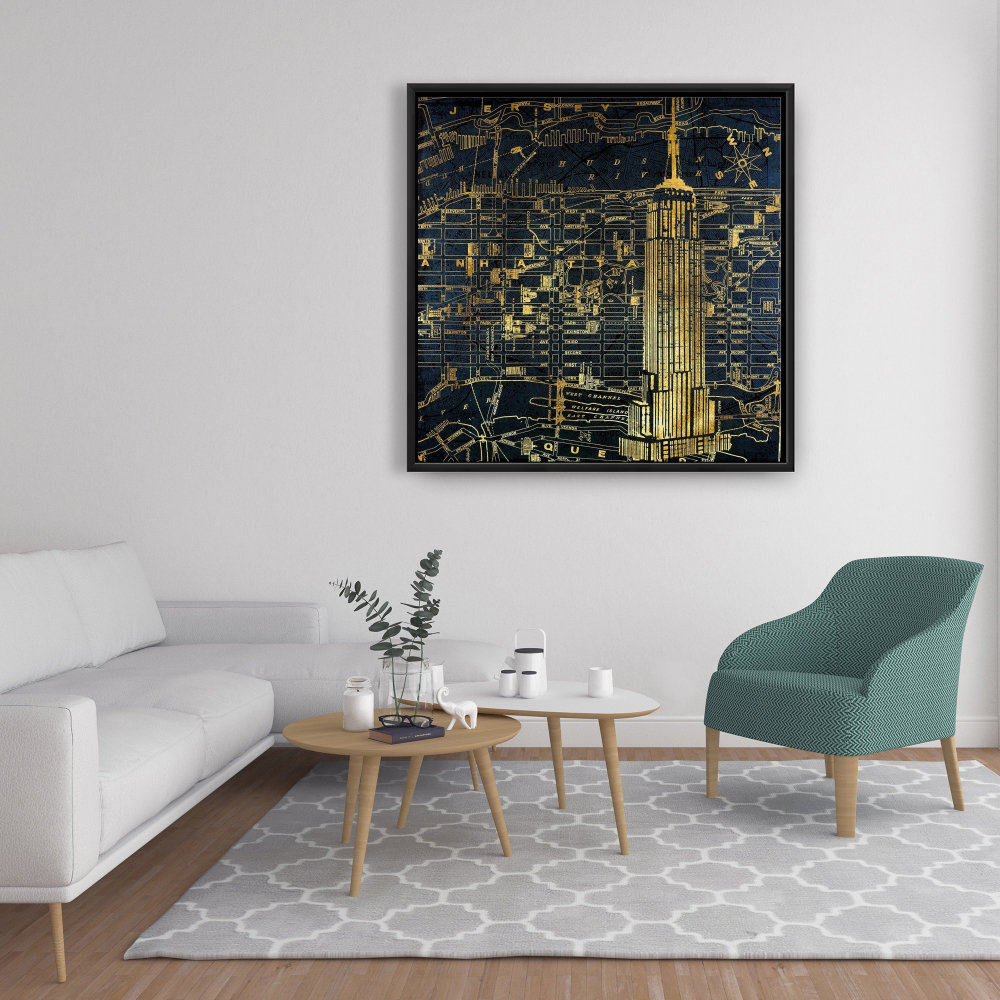 Begin Edition International Inc. " Gold City Blue Print " on | Wayfair