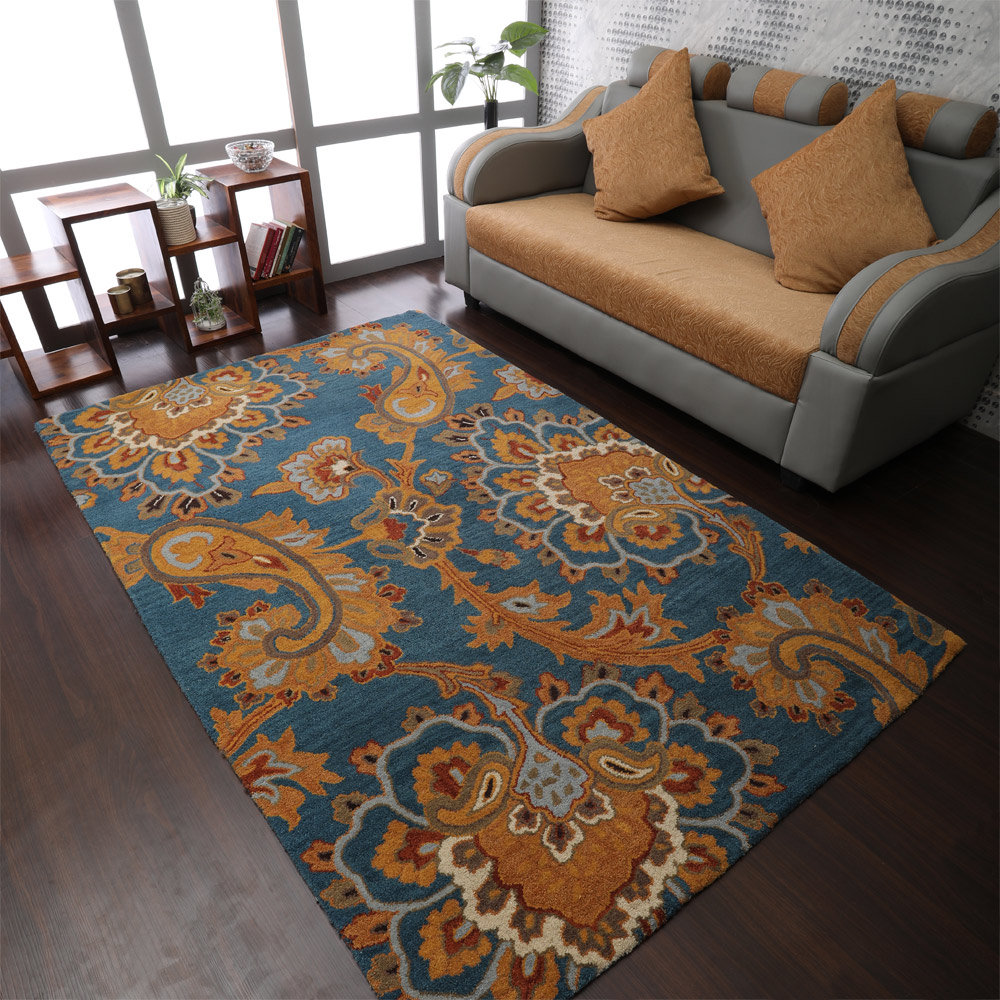 Charlton Home® Akain paisley HAND TUFTED WOOL ECO-FRIENDLY AREA RUGS ...