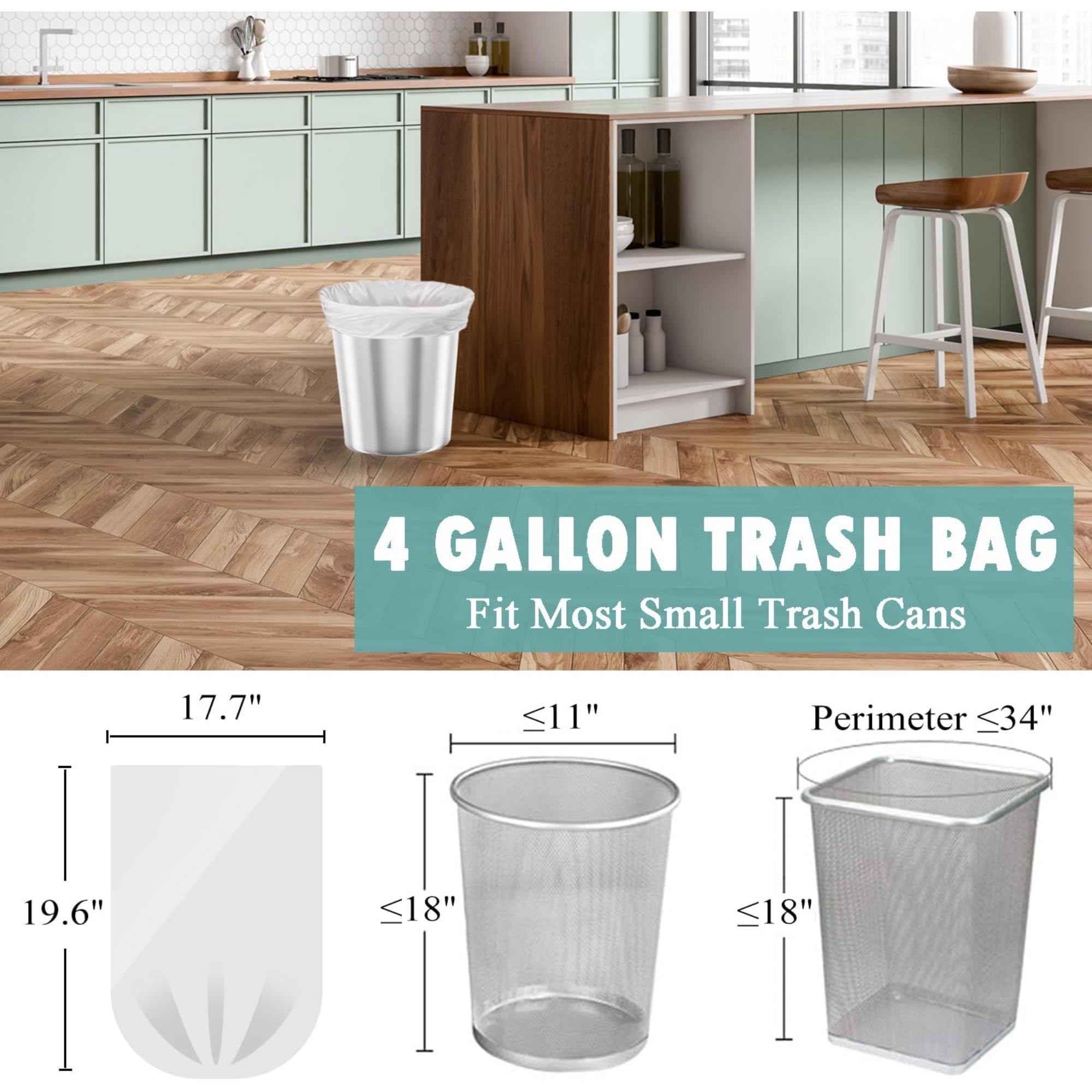 Textiles Hub Trash Bags 4 Gallon - 105 Count 4 Gallon Trash Bag ...