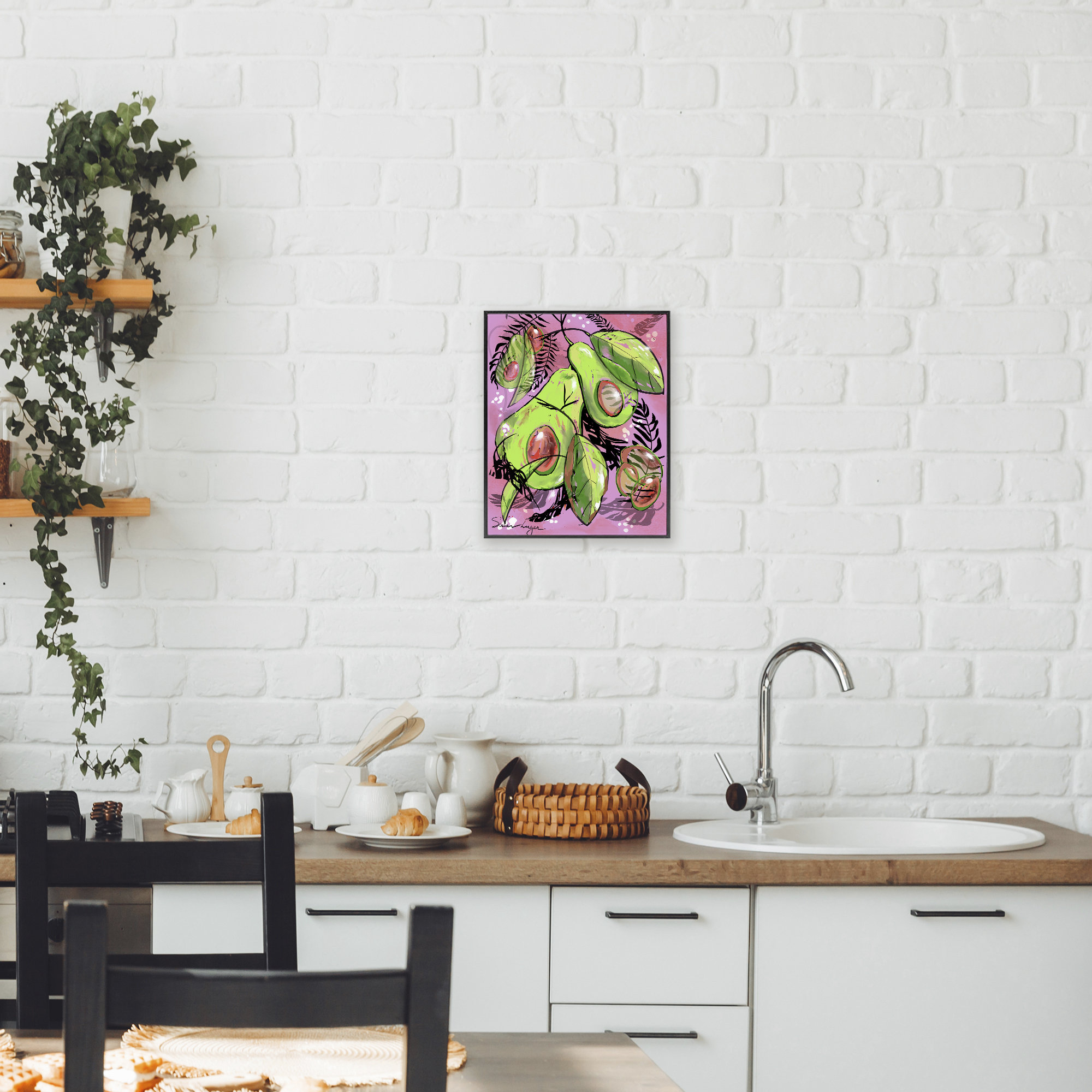 Dakota Fields Vibrant Avocado Collage Framed Giclee, design by Susan ...