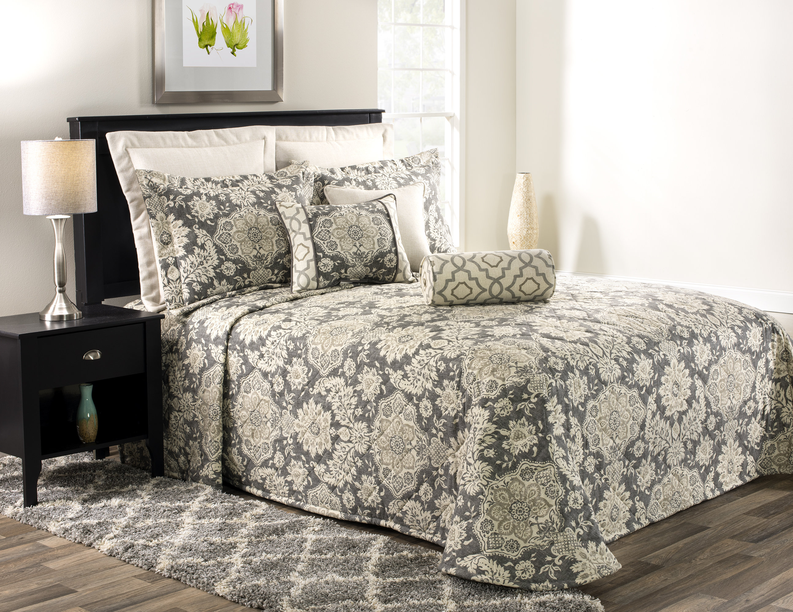 thomasville at home Belmont Gray/Cream Standard Cotton Coverlet ...