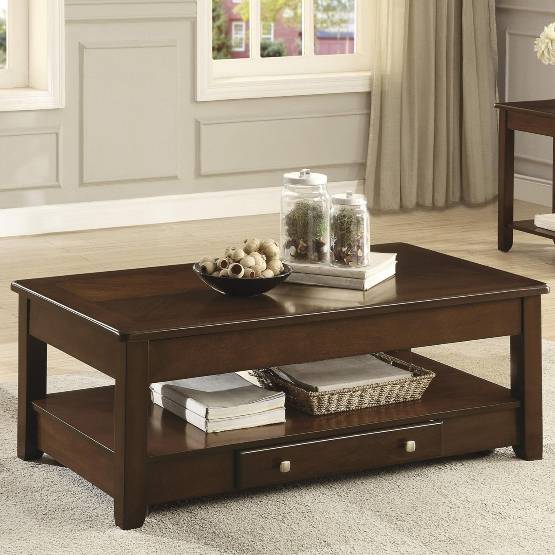 Red Barrel Studio Contemporary Lift Top Cocktail Table with Drawer and ...