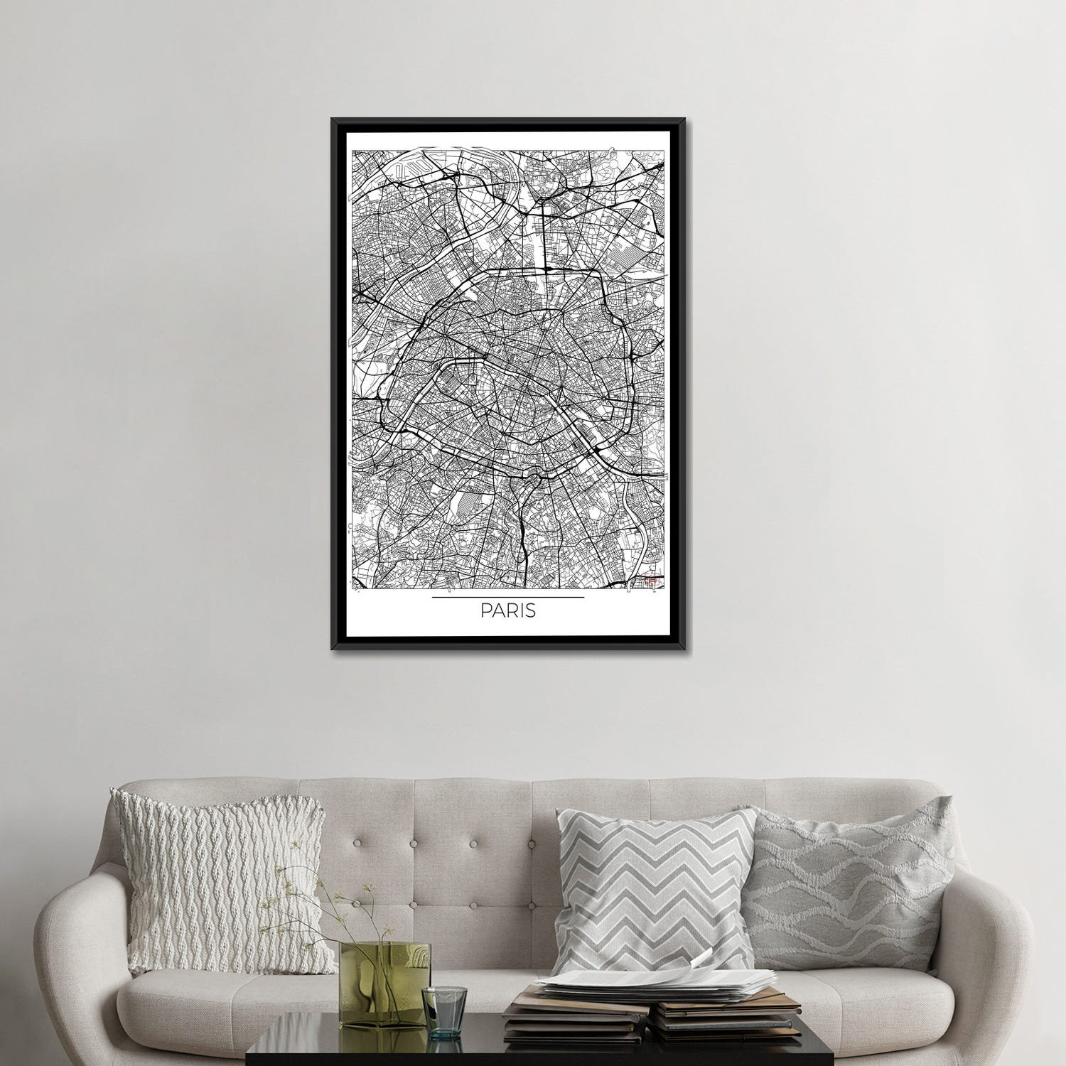 East Urban Home 'Paris Minimal Urban Blueprint Map' Graphic Art Print ...