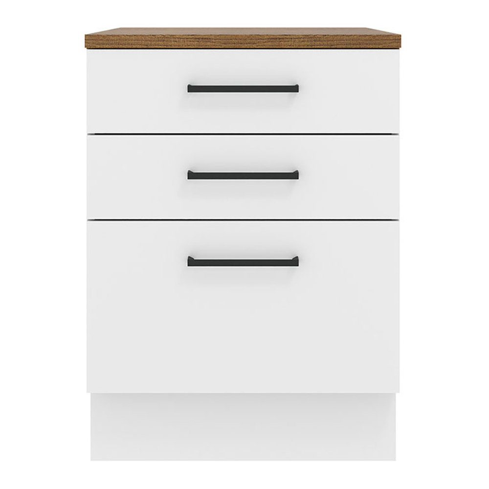 Madesa Hazel Kitchen Storage Base Cabinet with 3 Drawers 23 Inch Wide ...