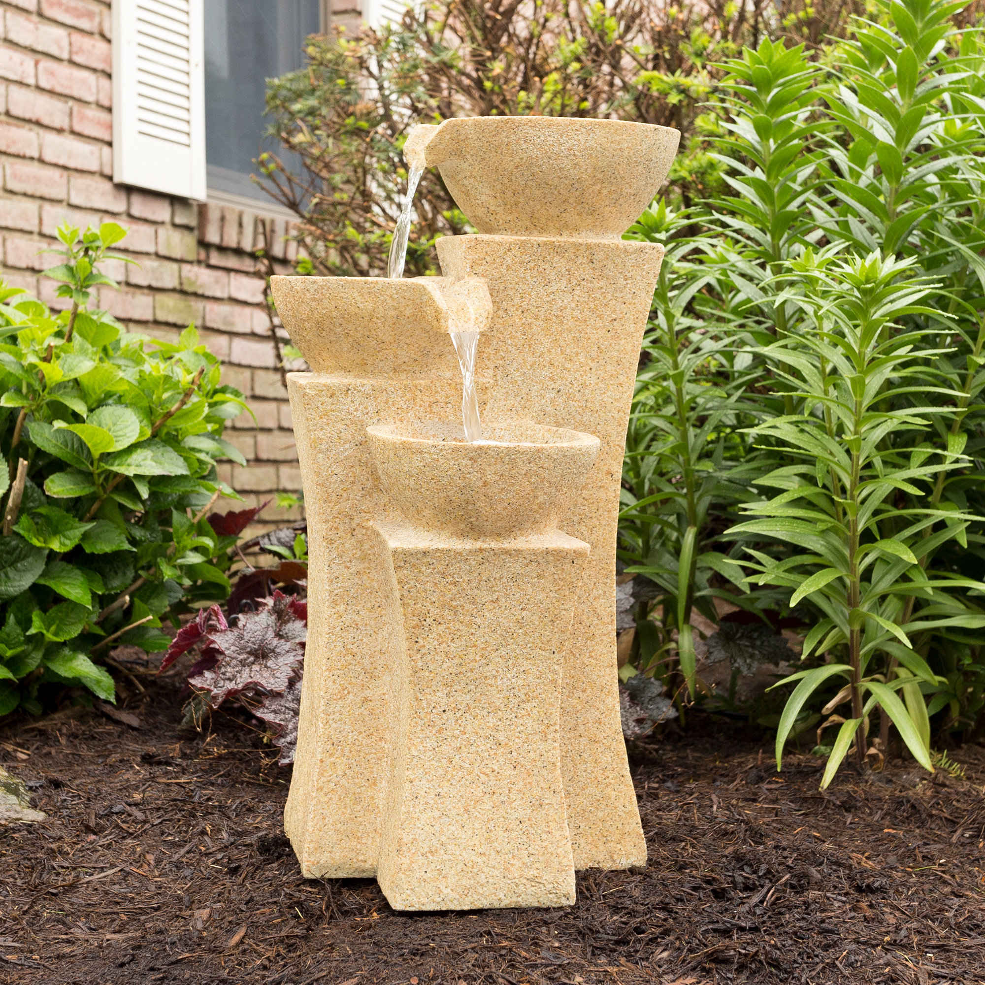 Bay Isle Home Lowther Water Fountain Outdoor Waterfall with Pump and ...