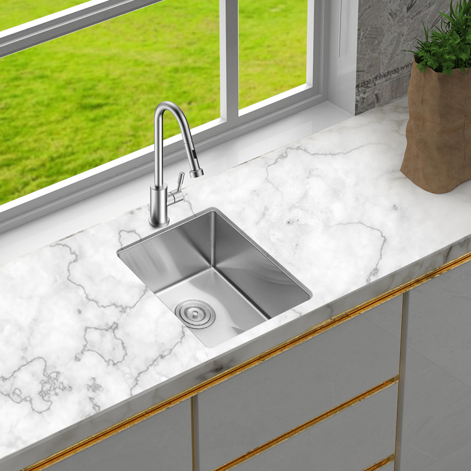 fengshu 15 Inch 16 Gauge Stainless Steel Undermount Kitchen Sink, 9 ...