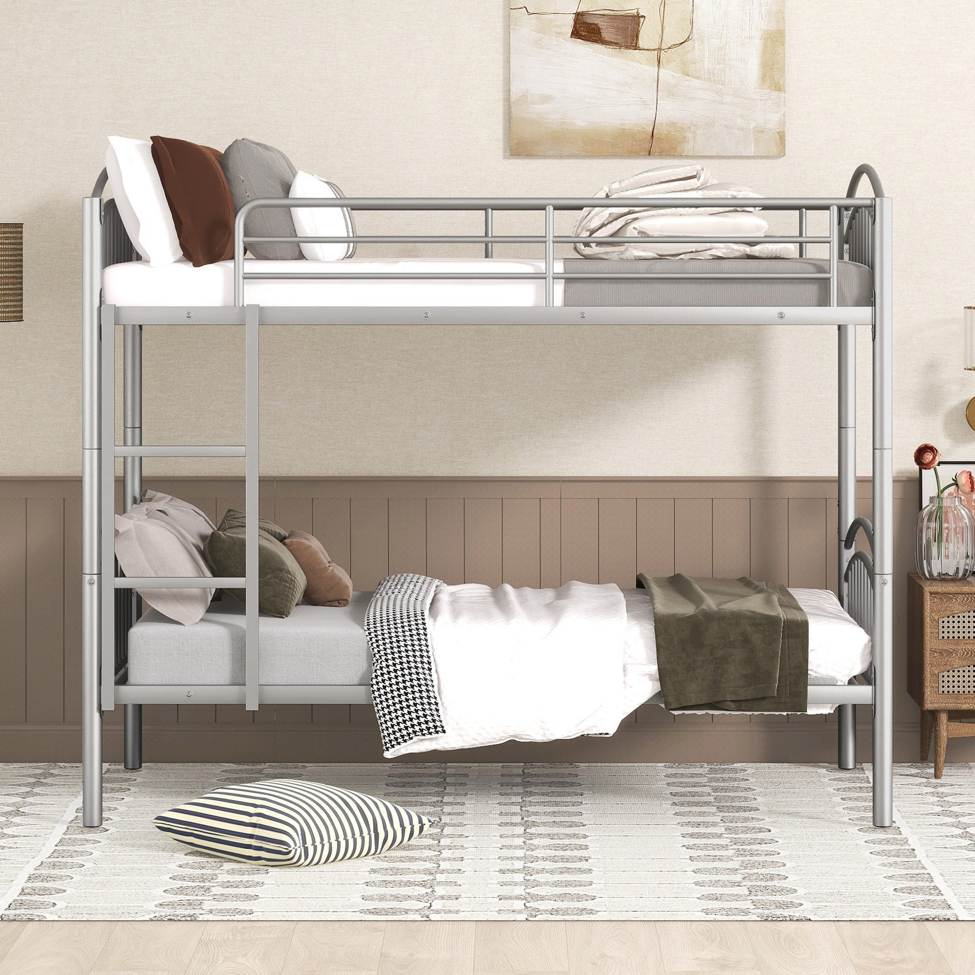 17 Stories Twin Over Twin Metal Bunk Bed,Divided Into Two Beds | Wayfair