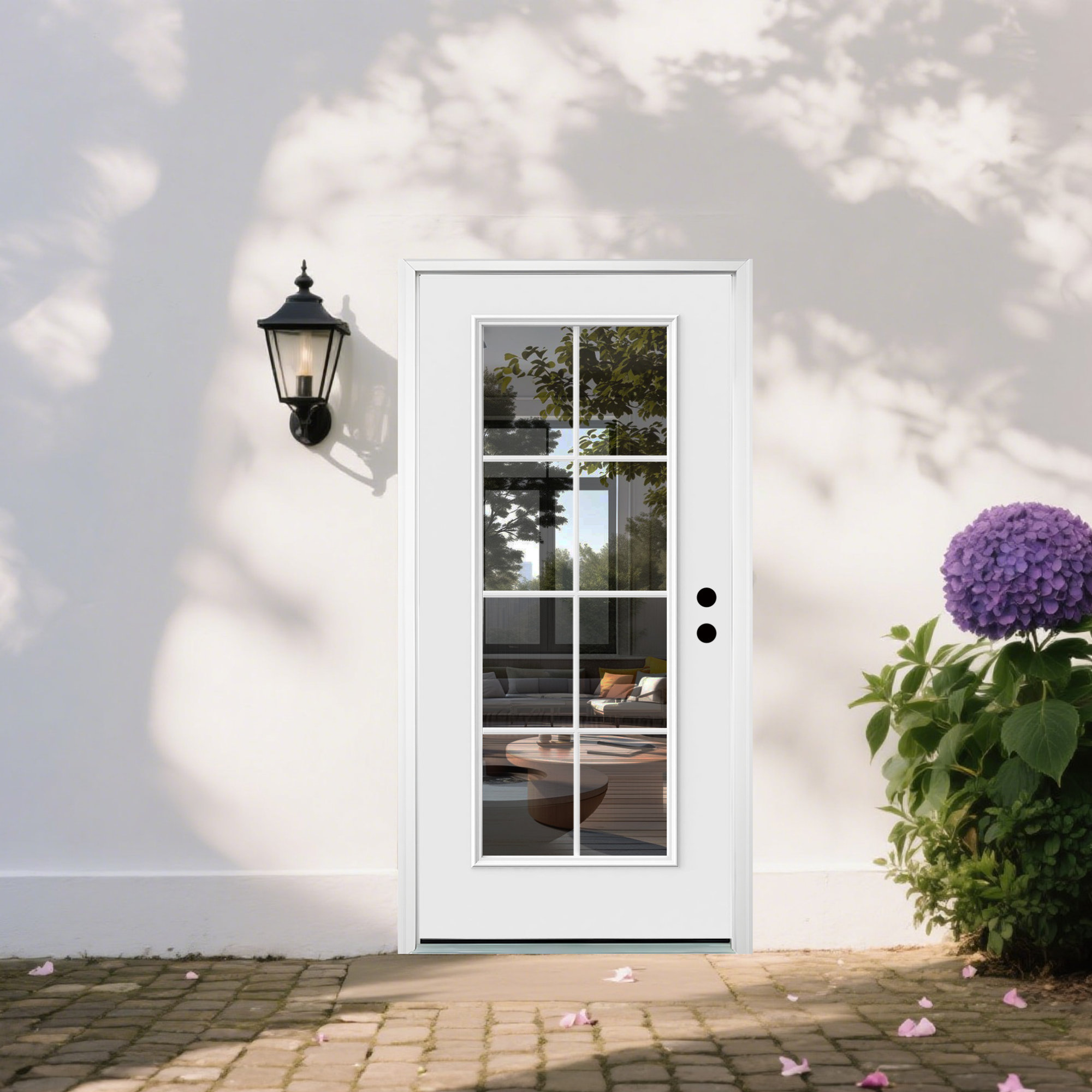 CRAFTIUM Modern 8-Lite Fiberglass Exterior Entry Front Door With ...