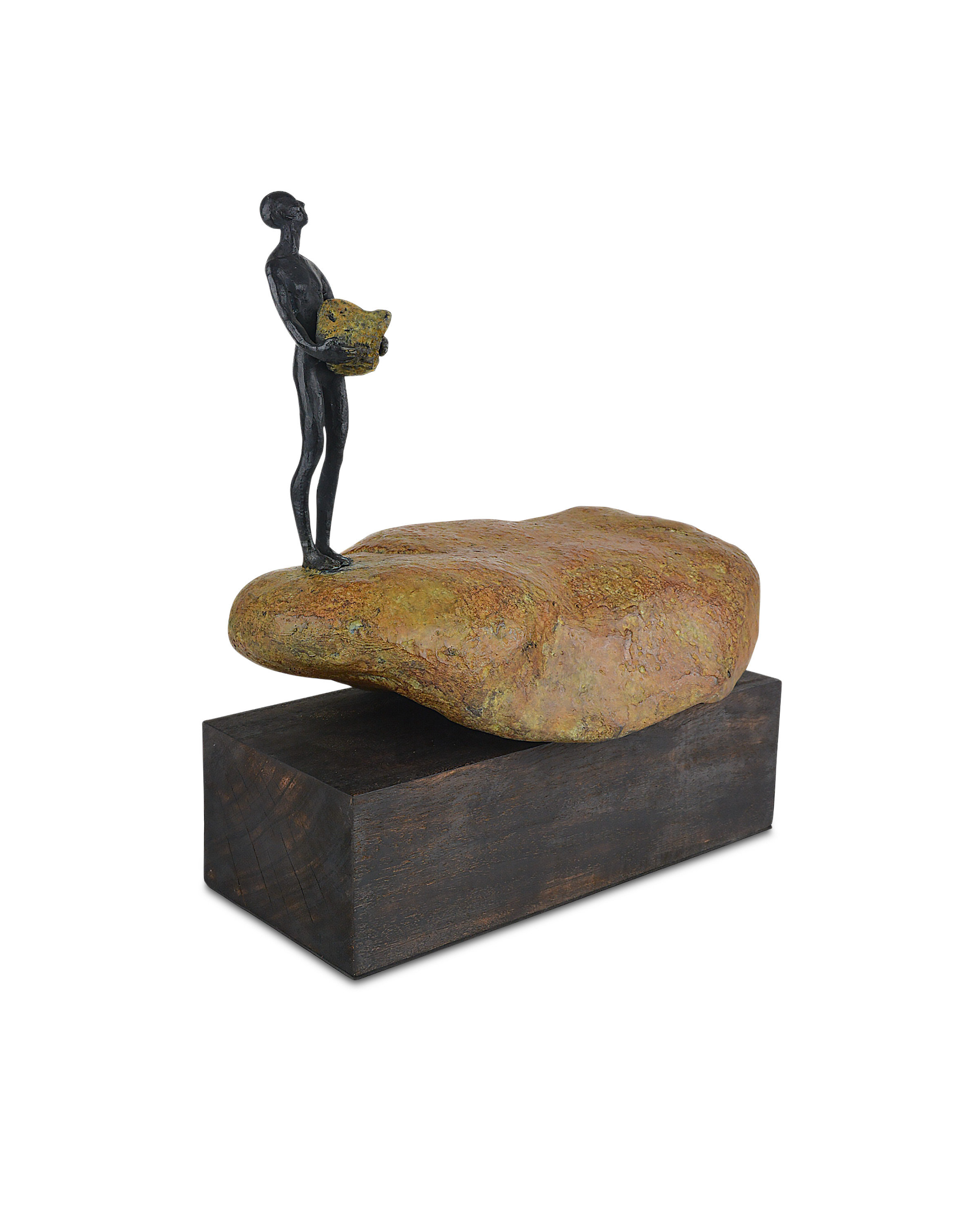 Currey & Company Man On Rock Small Bronze | Wayfair