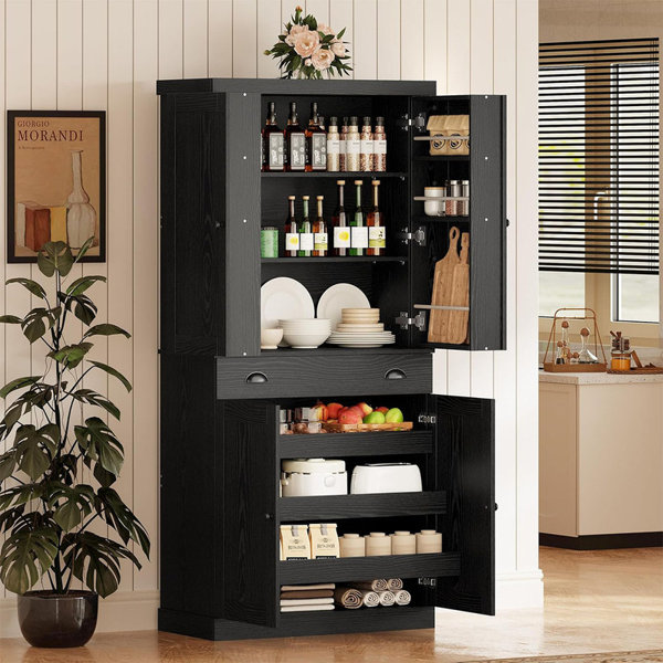 Hokku Designs Freestanding Cupboard with Drawer, Sliding Storage Rack ...