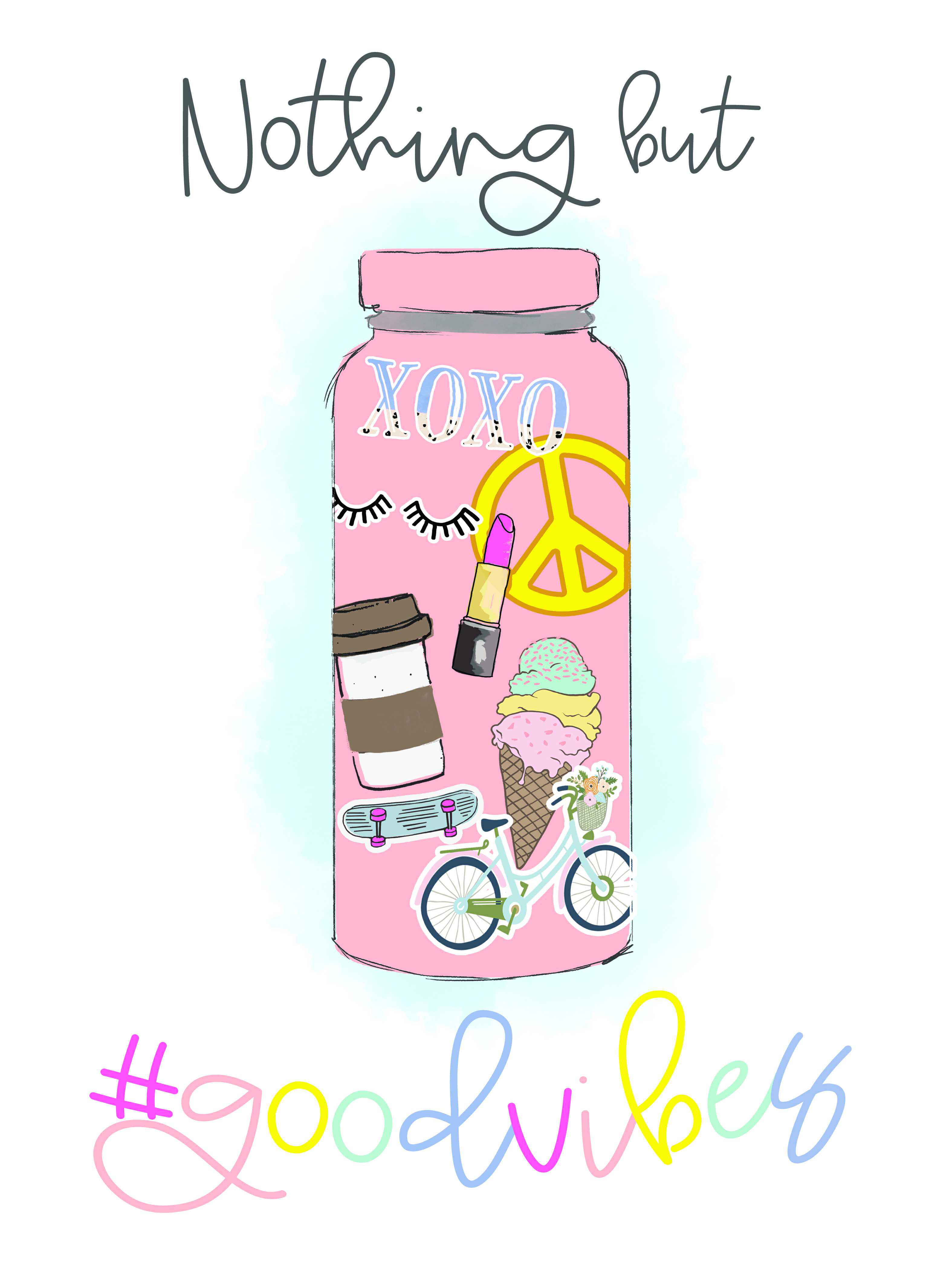 Trinx Waterbottle With Stickers - Wrapped Canvas Print | Wayfair