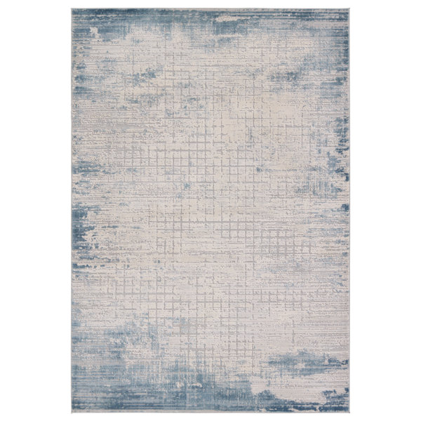 17 Stories Chamisa Abstract Cream/ Blue Rug - Wayfair Canada
