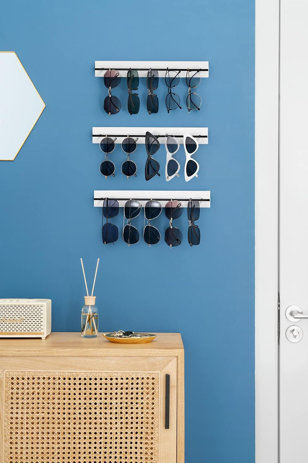 Rebrilliant Wood Sunglasses Storage Organizer,Set Of 3, White And Black ...