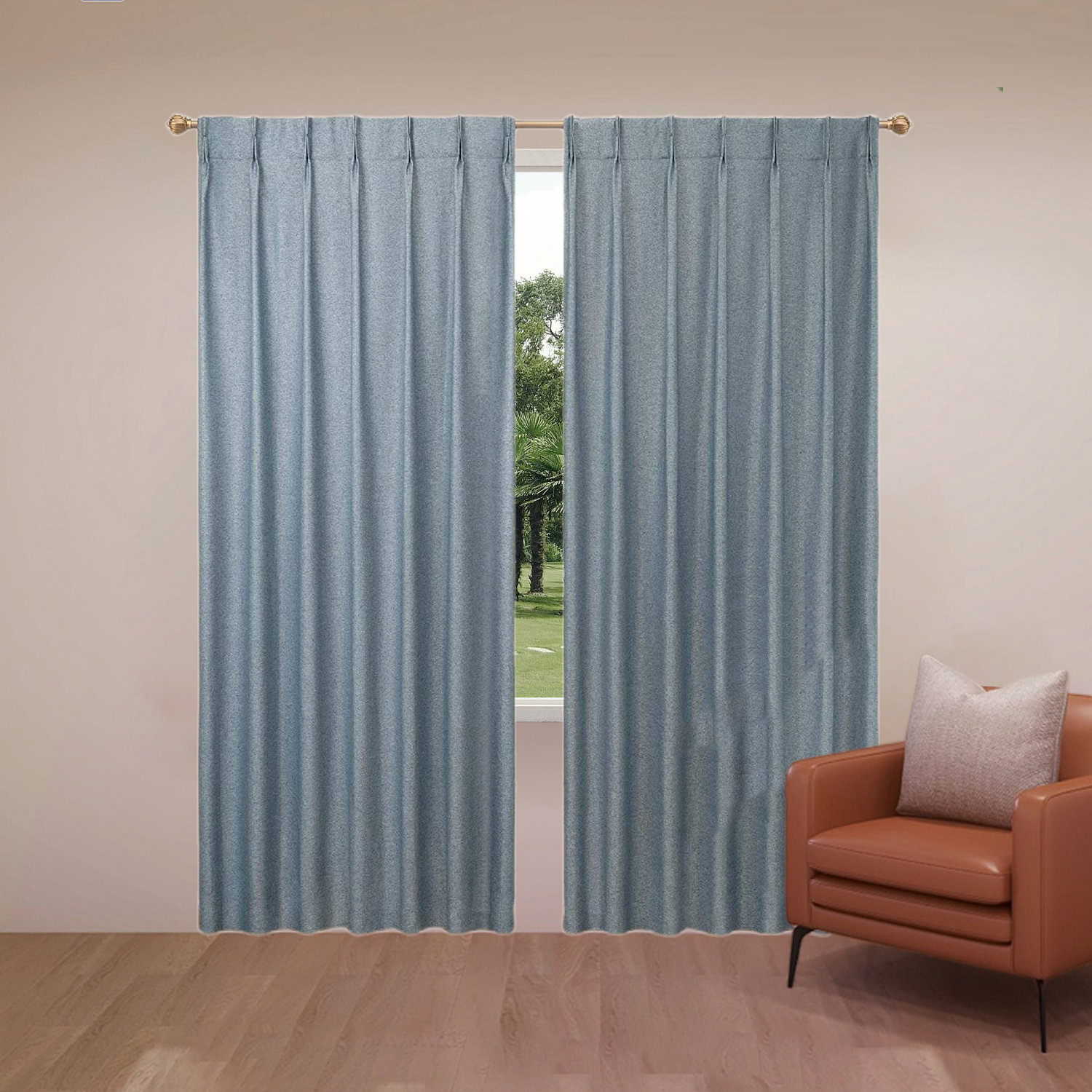 Frifoho Linen Solid Room Darkening Thermal Pinch Pleat Curtain Panels ...