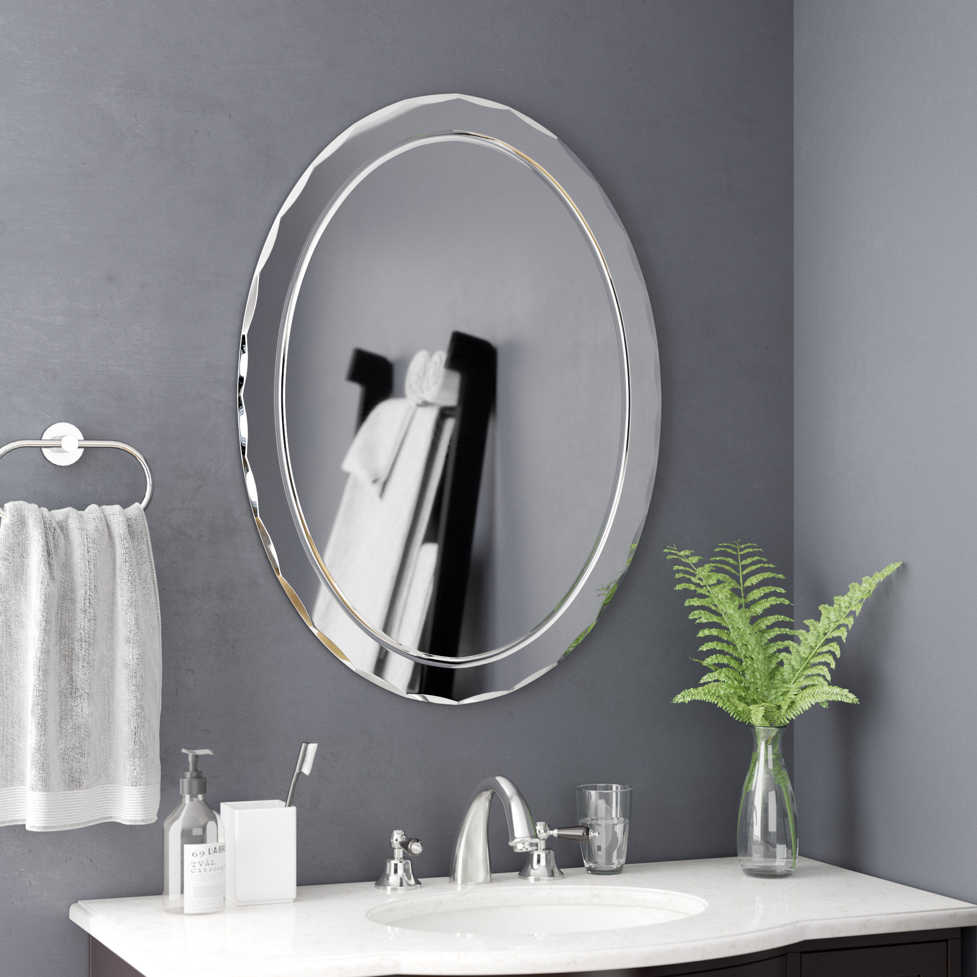 Ivy Bronx Modern & Contemporary Beveled Frameless Wall Mirror & Reviews ...