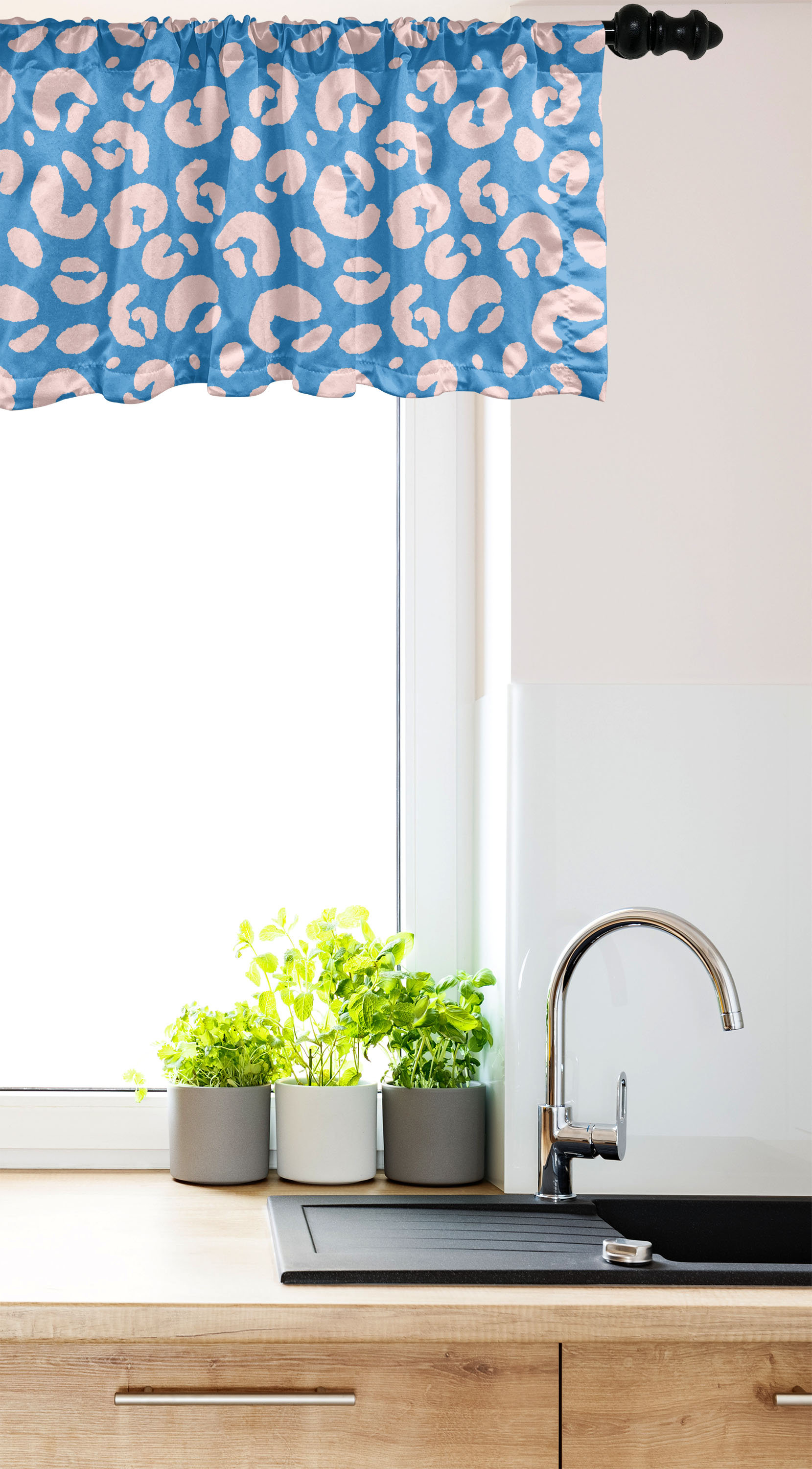 Ambesonne Leopard Print Valance Pack of 2 Panther African Skin Azure ...