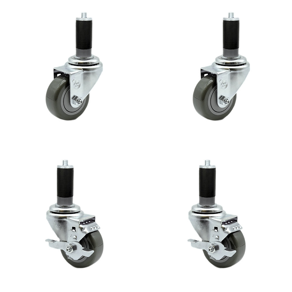 Service Caster 4 Piece Polyurethane Expanding Caster Set 2 Brakes | Wayfair