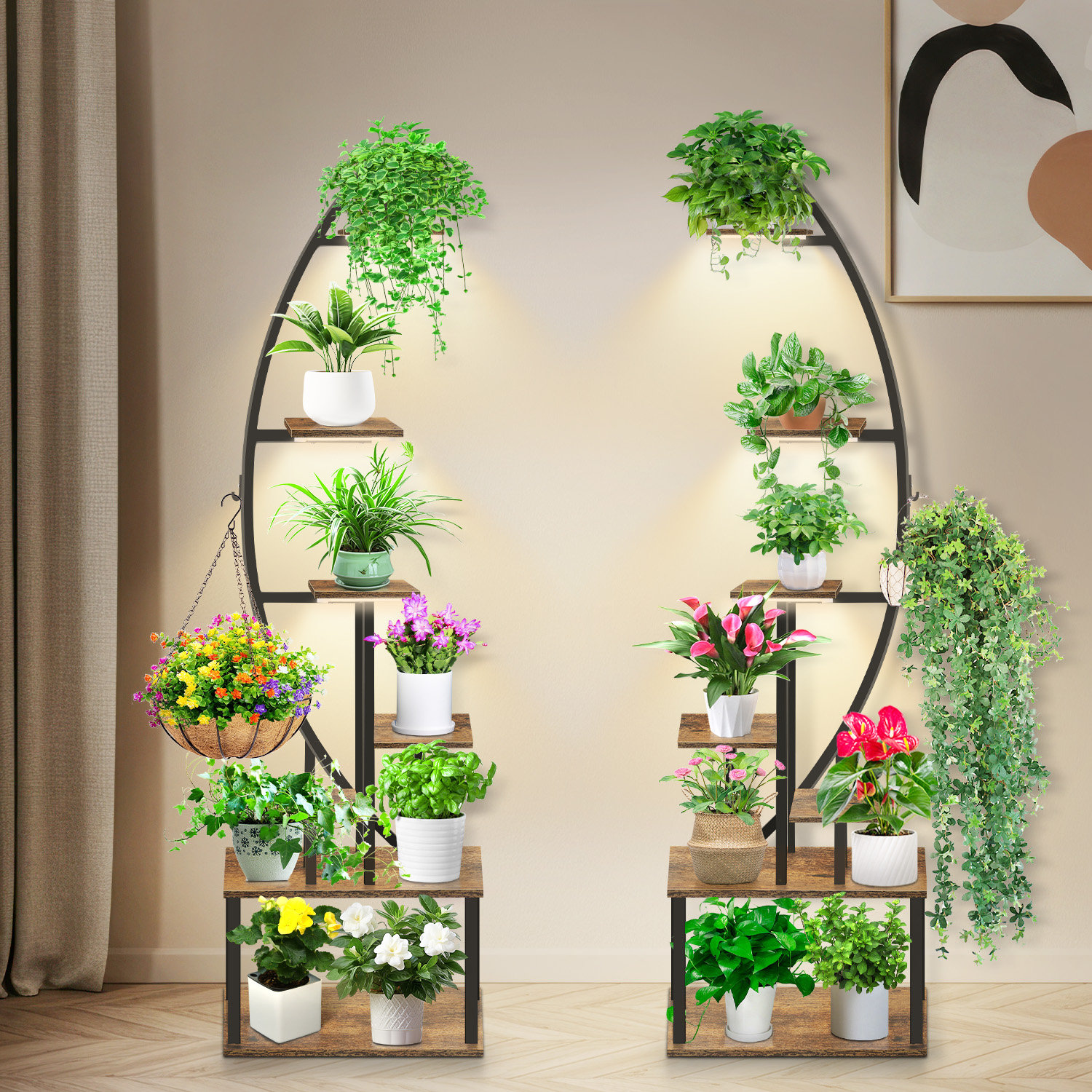 17 Stories Tramiyah Plant Stand with Grow Lights and Remote Control ...