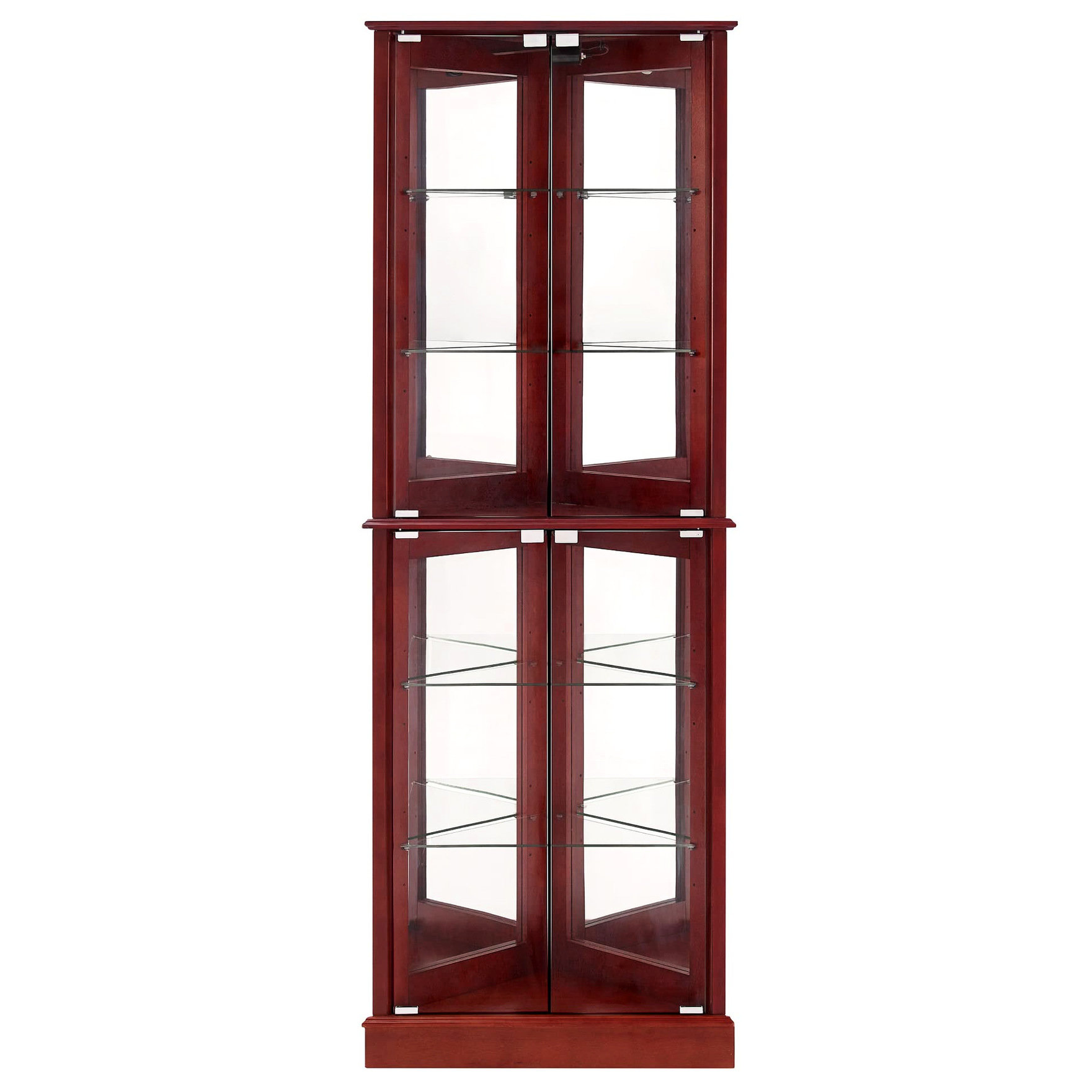 Lark Manor Walnut Curio Display Cabinet With Adjustable Glass Shelves ...
