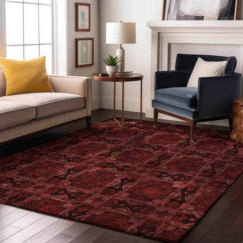 Wade Logan® Premium Machine Washable Cerrito AMF564 Burgundy Rug ...