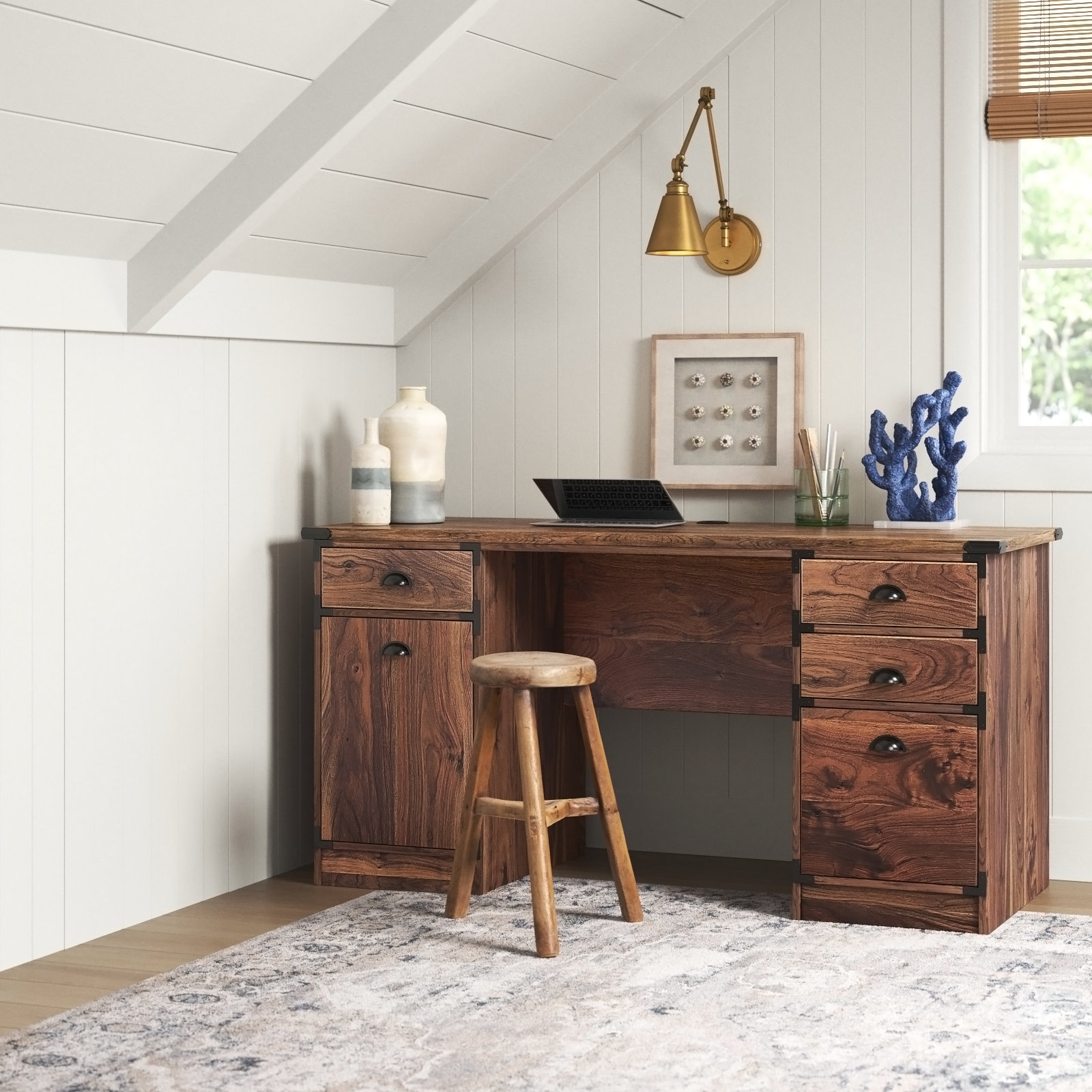 Laurel Foundry Modern Farmhouse 2-piece Executive Desk Ofiice Set ...