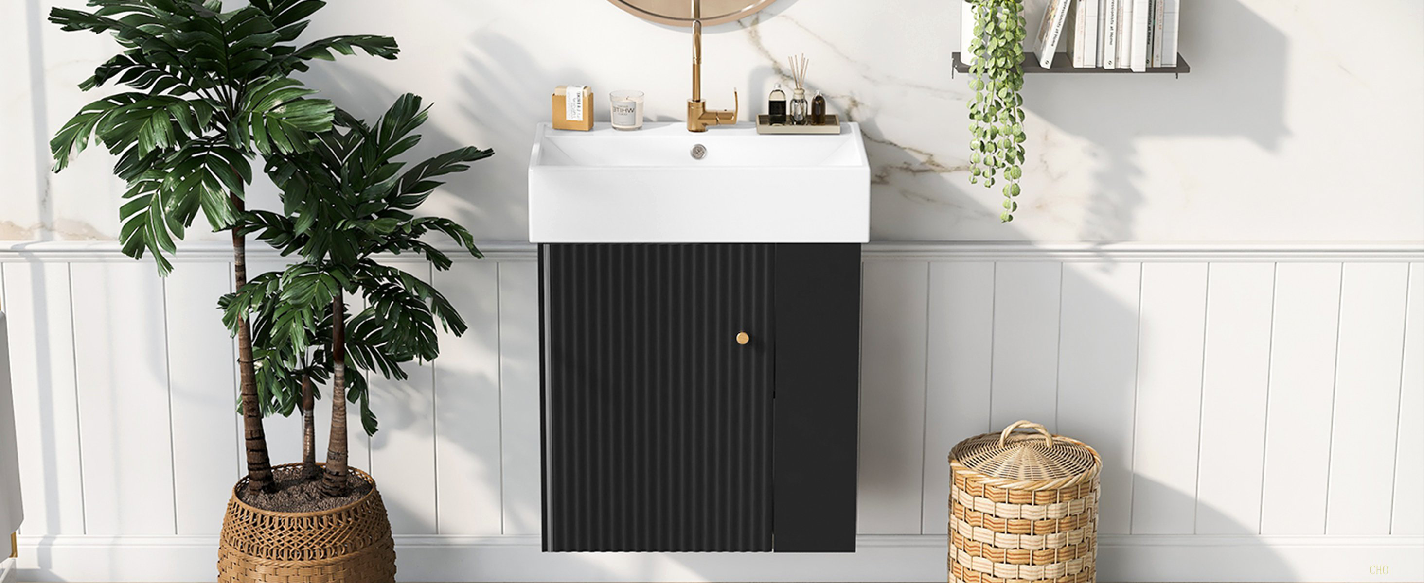 Ebern Designs 21.6 Inch Modern Floating Bathroom Vanity With Ceramic ...